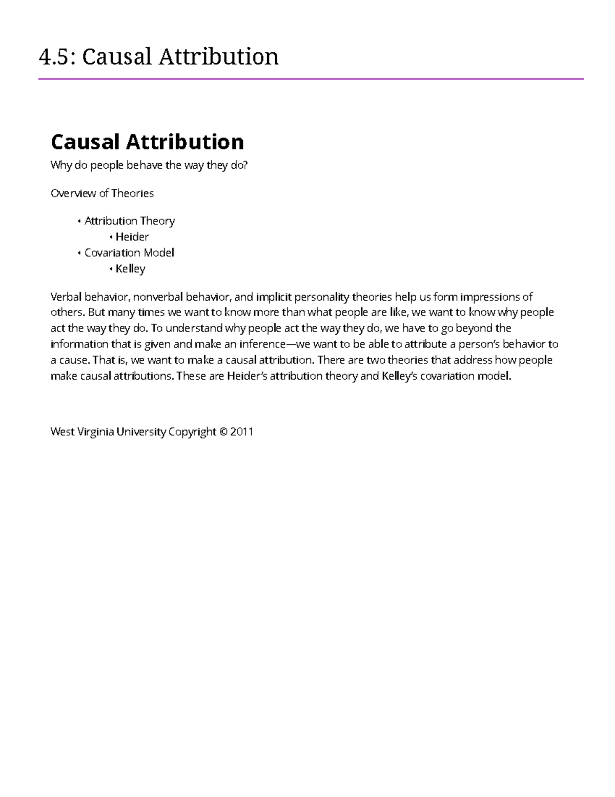 4.5: Causal Attribution Theories - Understanding Human Behavior - Studocu