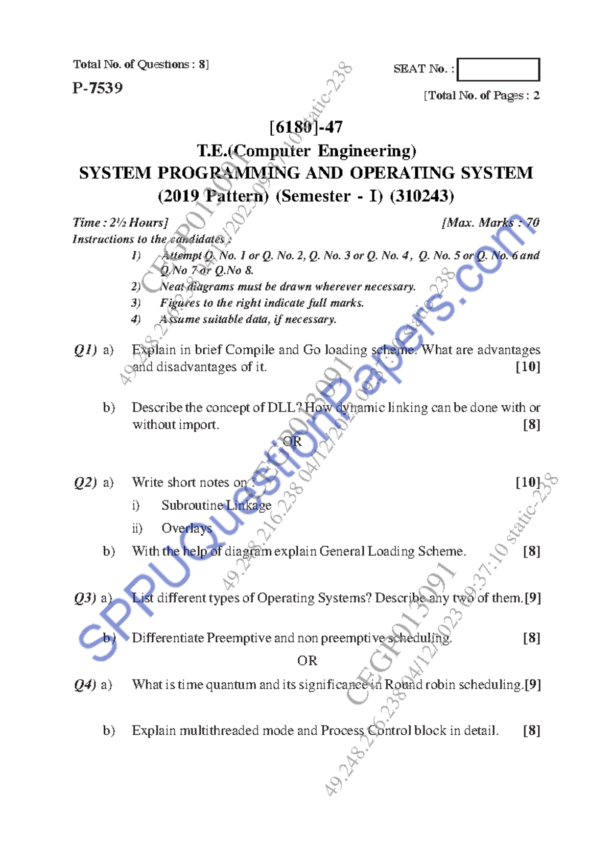 SPOS 310243 End Semester Exam Paper 2023 - System Programming - Studocu