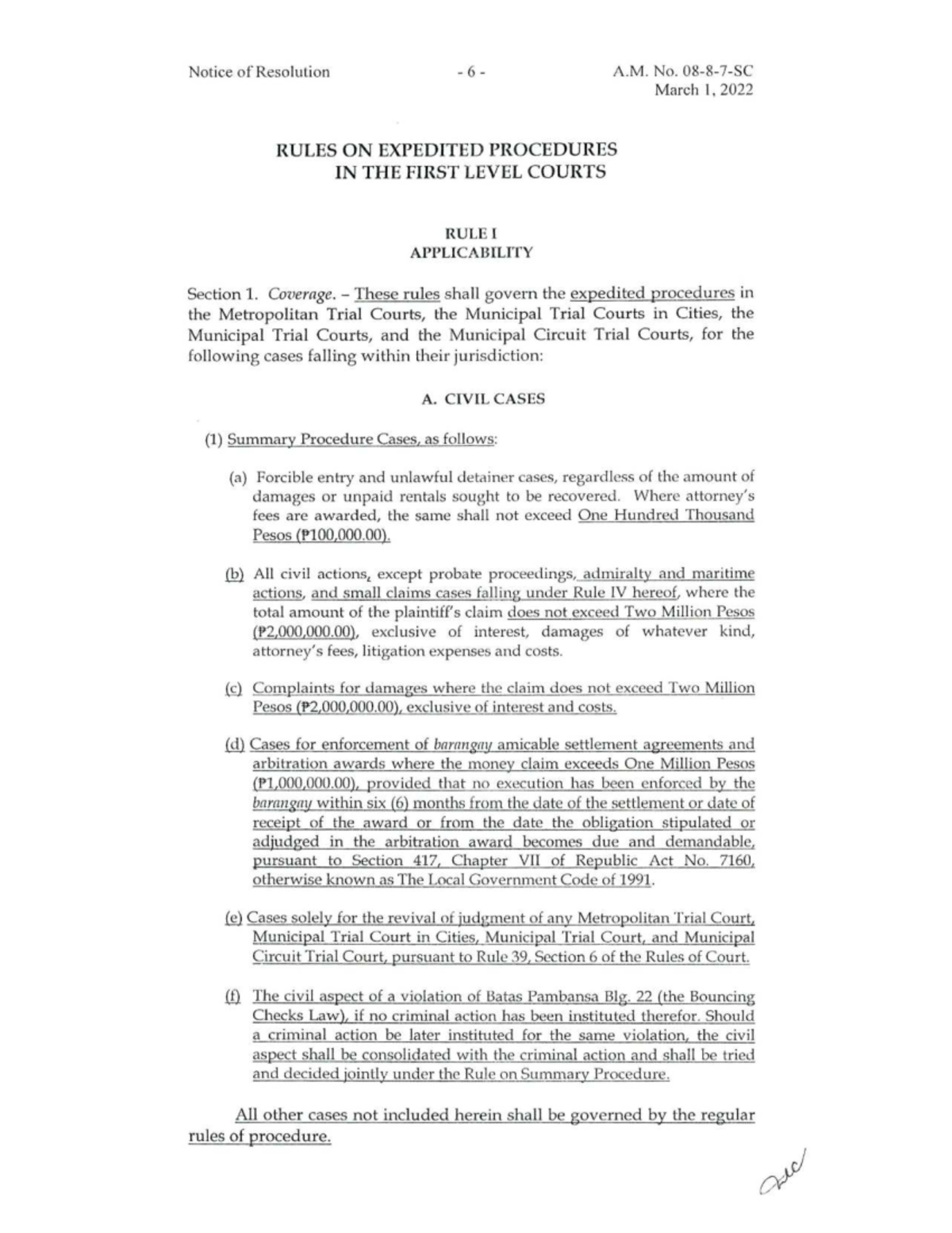 OCA Circular No. 69-2022: Rules on Expedited Procedures in First Level ...
