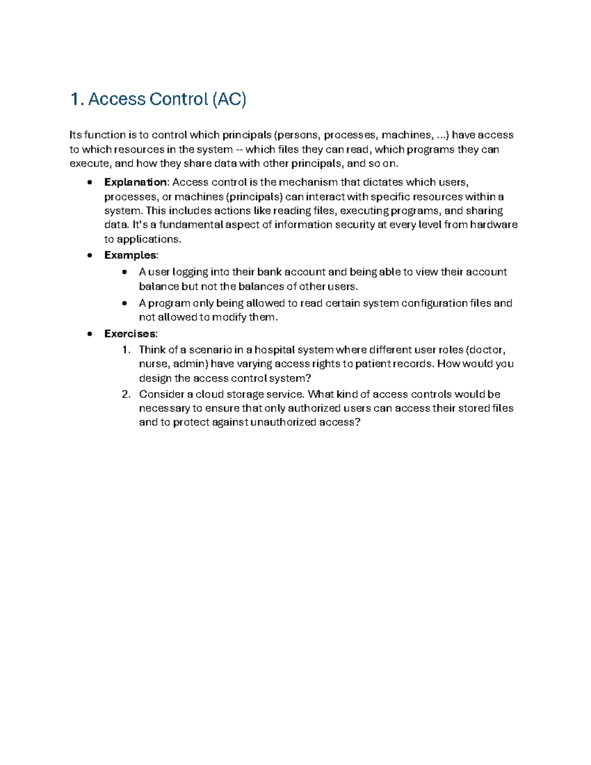 16. Access Control Notes: Understanding Mechanisms and Models - Studocu