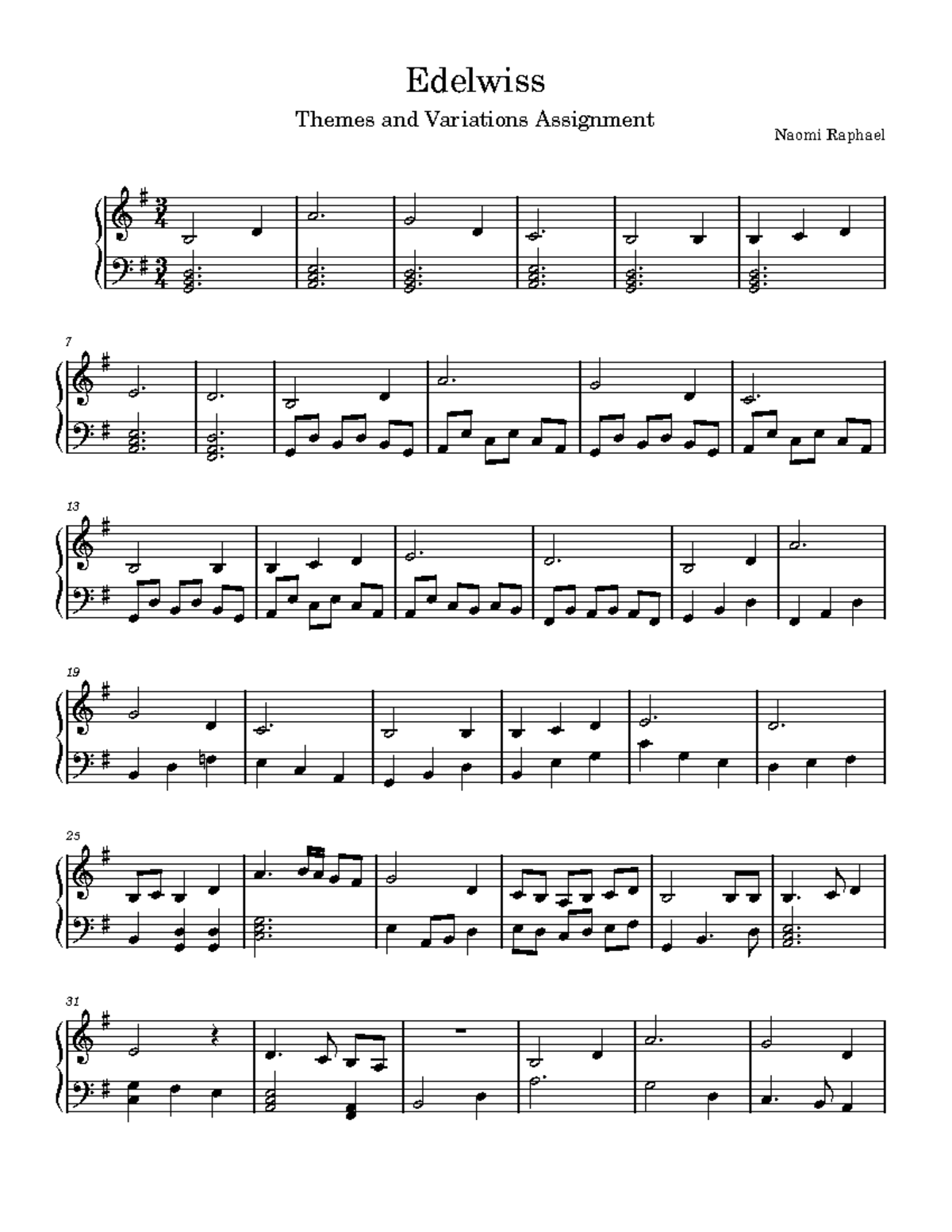 Edelwiss - Themes and Variations - Themes and Variations Assignment ...