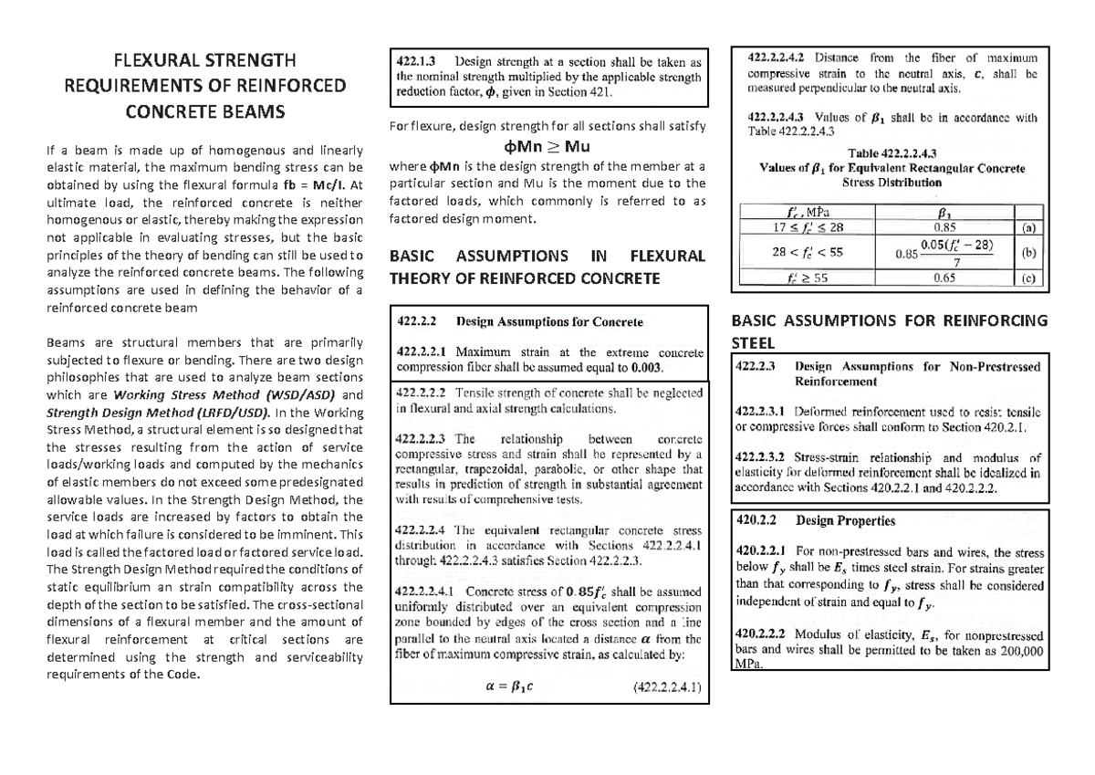 Flexural Strength Analysis of Reinforced Concrete Beams (CE 301) - Studocu