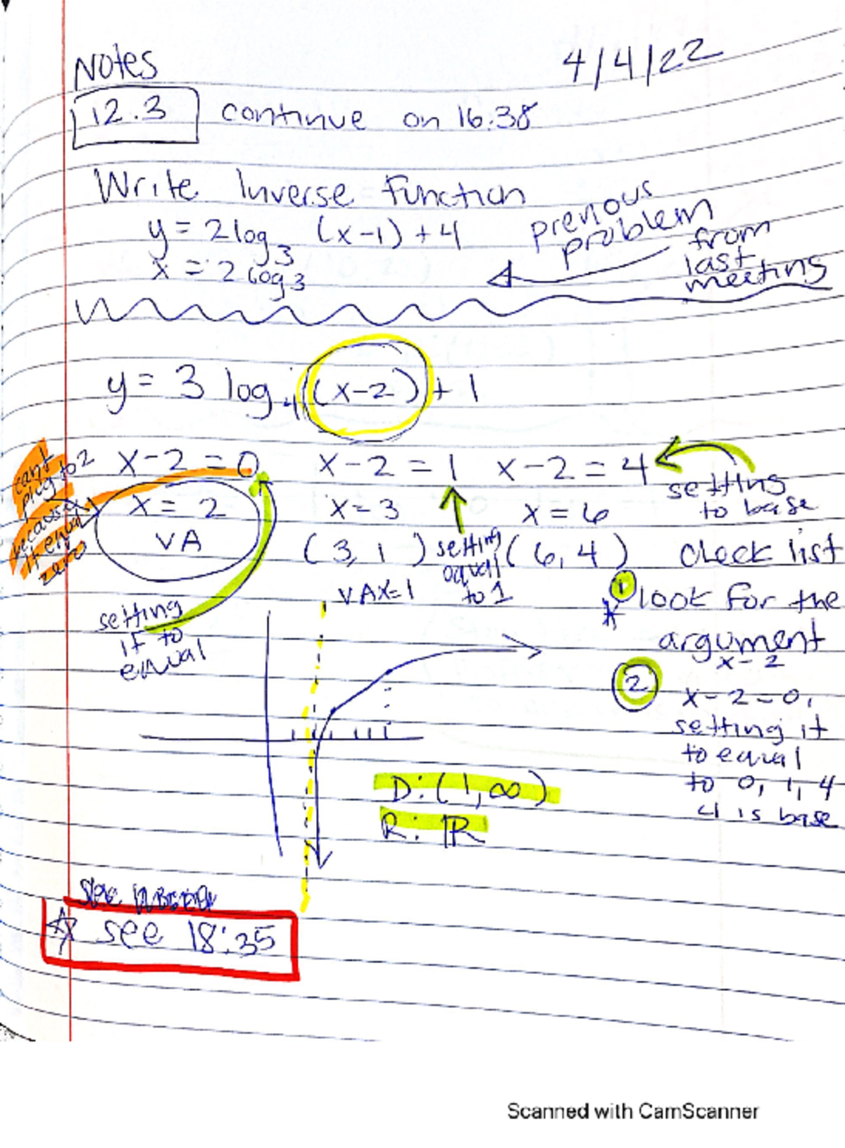 Pre Calc - Inverse Functions and Logarithmic Equations Notes - Studocu