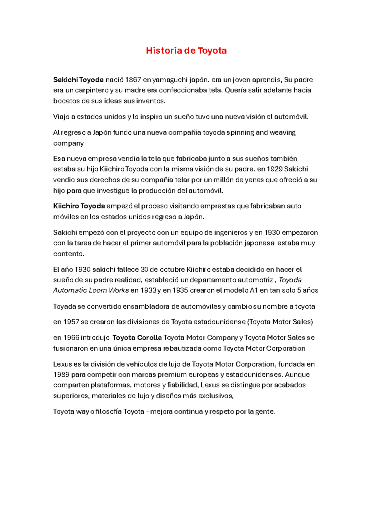 Historia de Toyota: Desde Sakichi Toyoda hasta Lexus 123 - Calidad ...