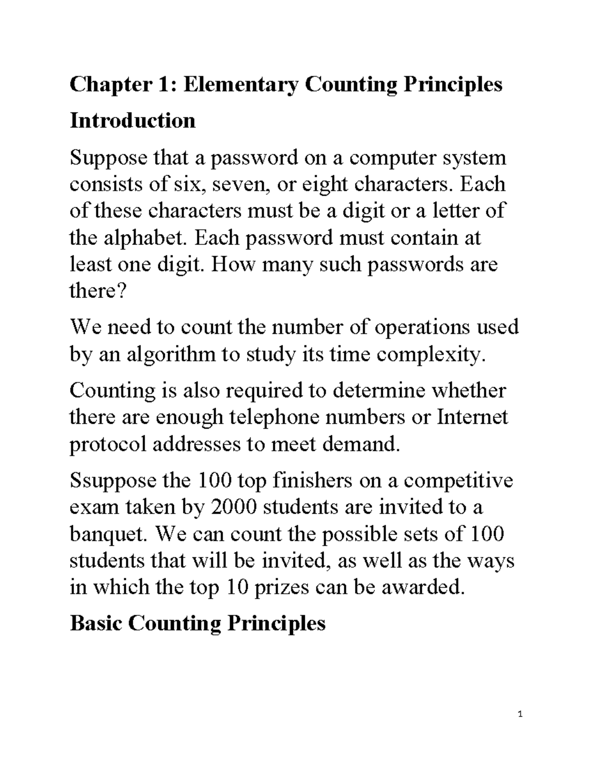 Discrete Chapter One Two Revised - Chapter 1: Elementary Counting ...