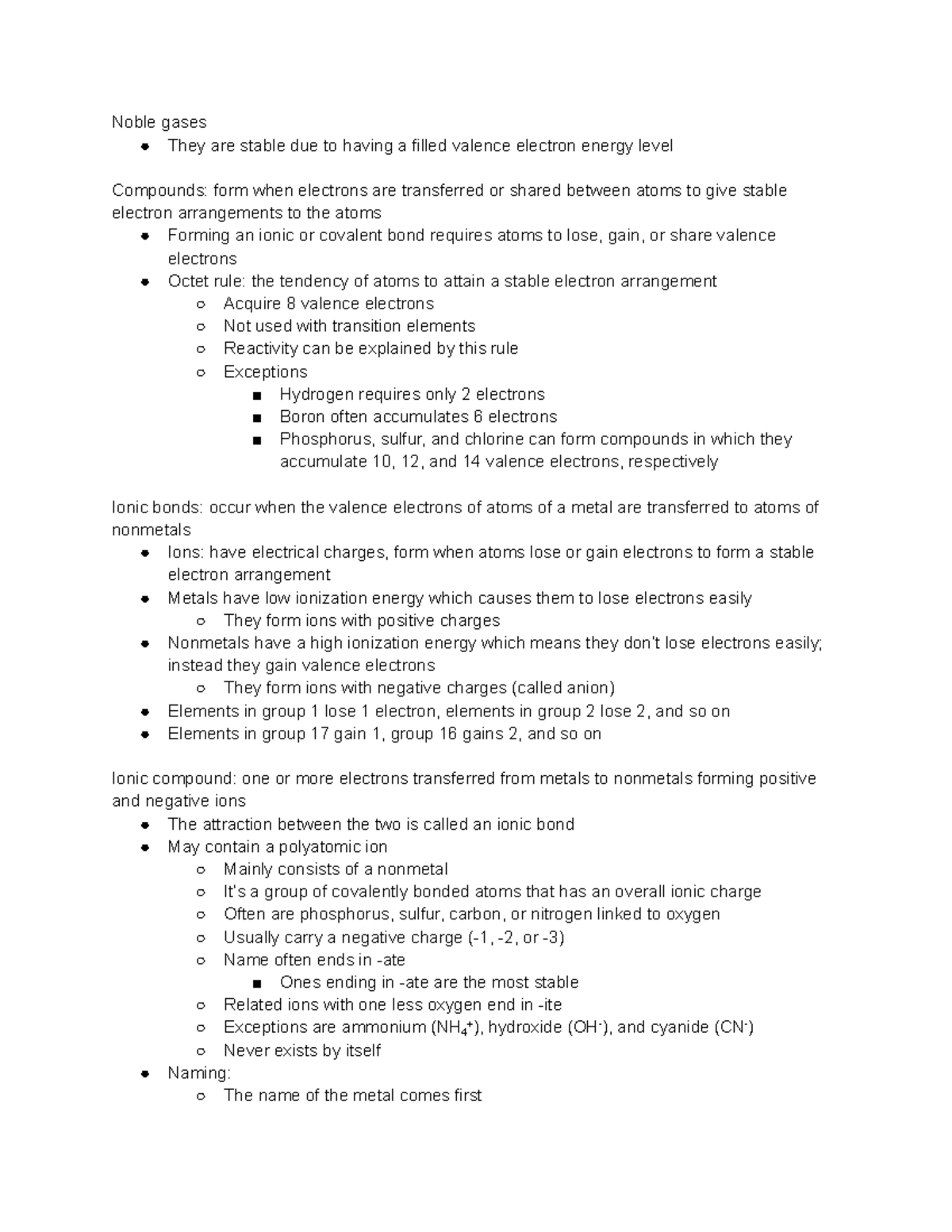 Chemical Bonding Concepts: Ionic & Covalent Bonds (CHEM101) - Studocu