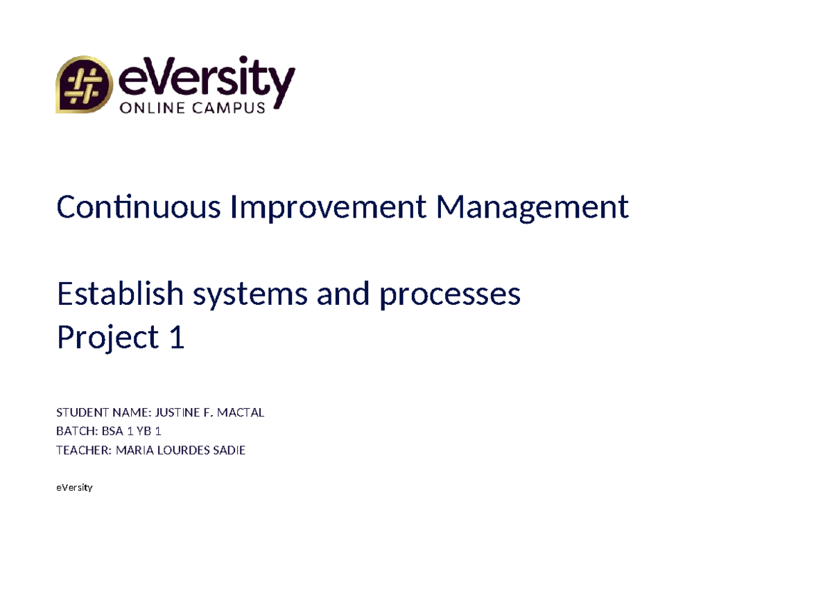 BSA 1 YB 1 Continuous Improvement Management Case Study: Retail Corp ...