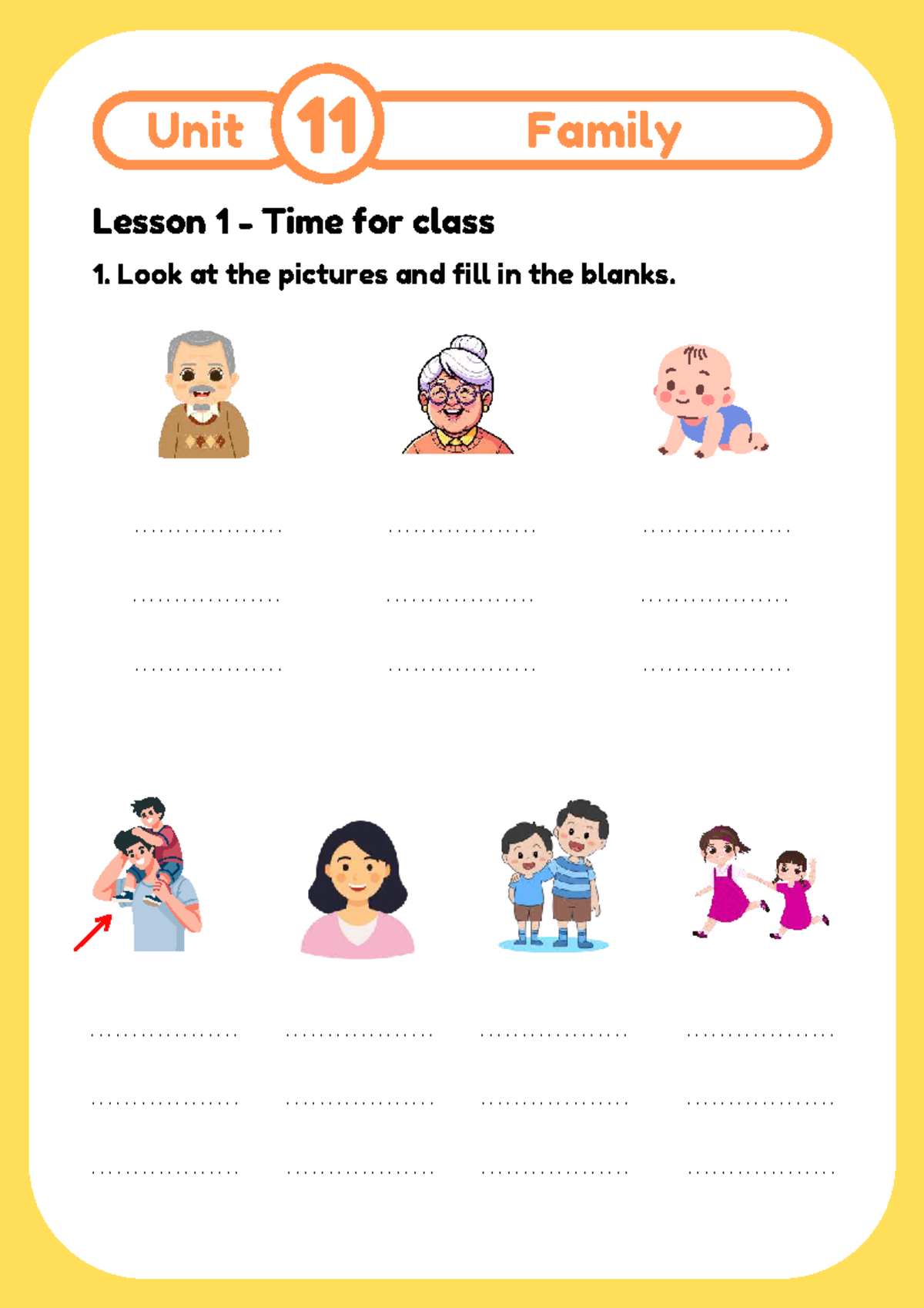 Unit 11 - Family Lesson Plans for Class 1 Activities - Studocu