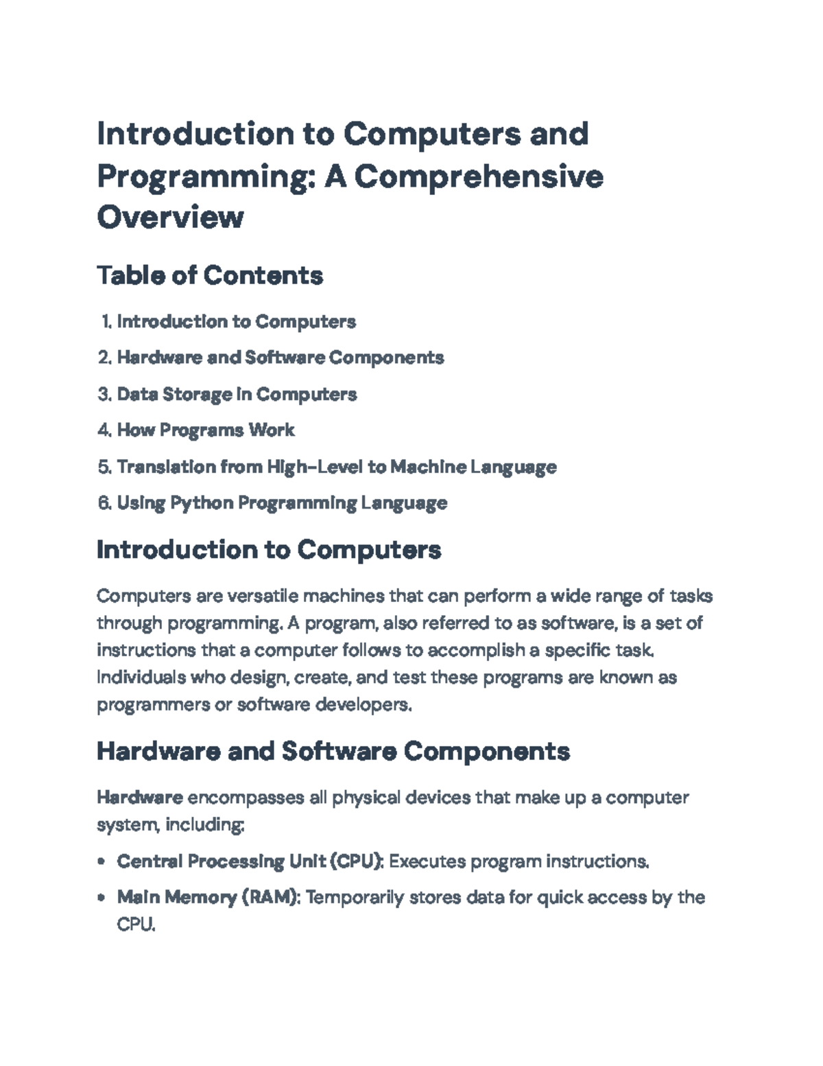 Comprehensive Guide to Computers: Overview & Python Programming ...