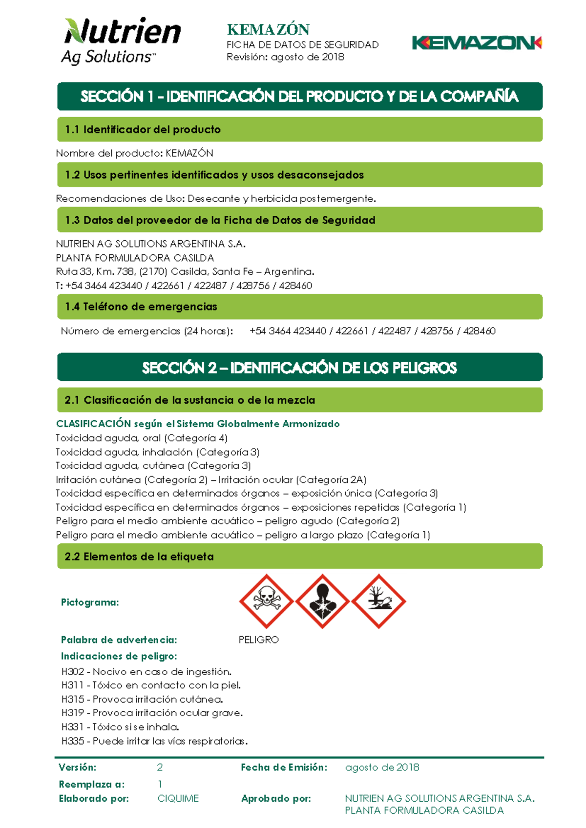 FDS - Kemazon - mosqueton zeus - KEMAZÓN FICHA DE DATOS DE SEGURIDAD ...
