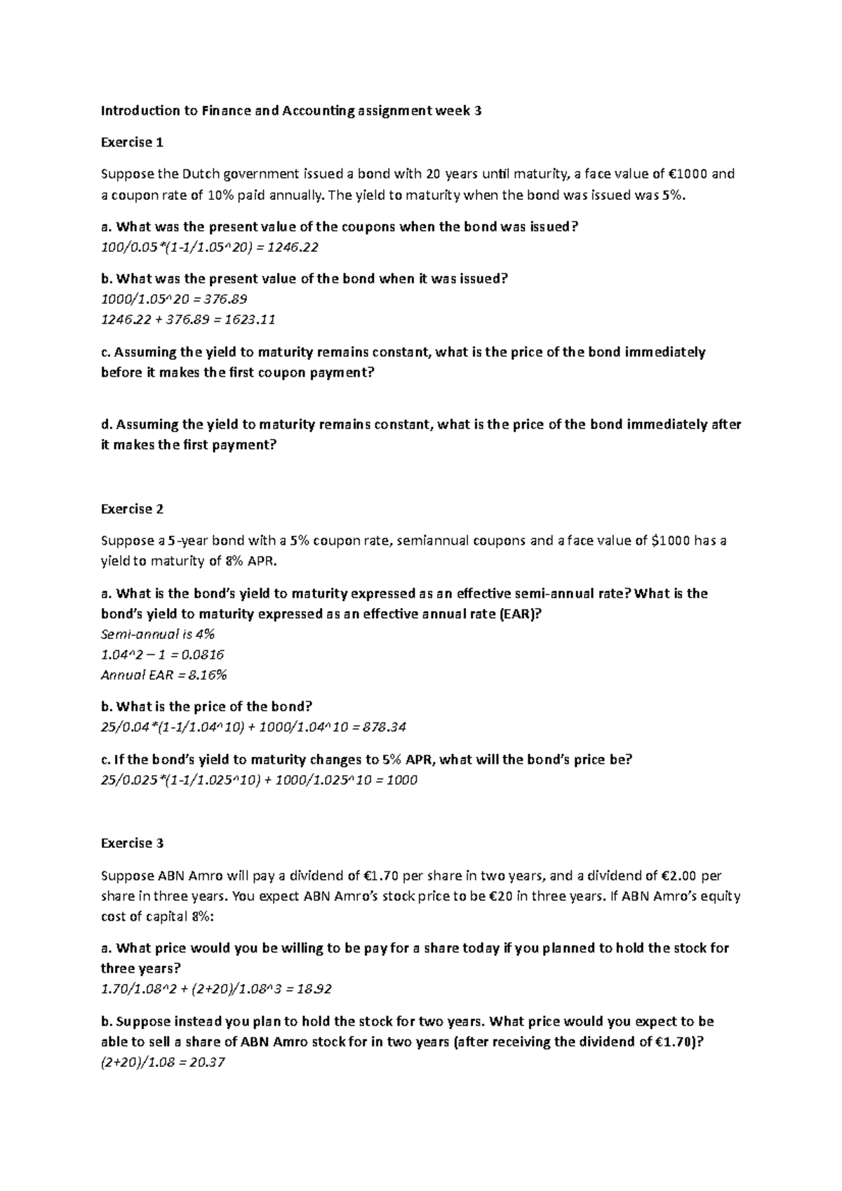 Finance & Accounting Assignment Week 3: Tutorial 25-9 Exercises ...