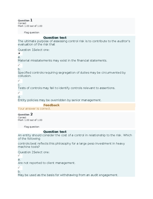 UGRD-ACTG6480 MQ1 - ACTG6480 - Question 1 Correct Mark 1 out of 1. Flag question Question text ...