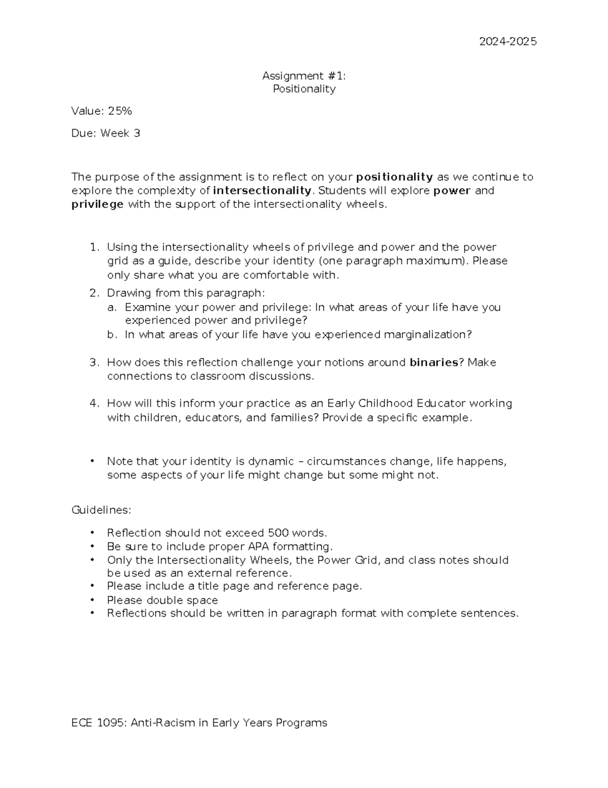 ECE 1095: Assignment 1 - Reflecting on Positionality and ...
