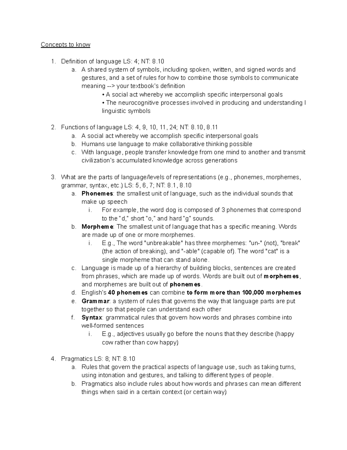 Language Concepts Overview - LS: 4; NT: 8.10 - Studocu
