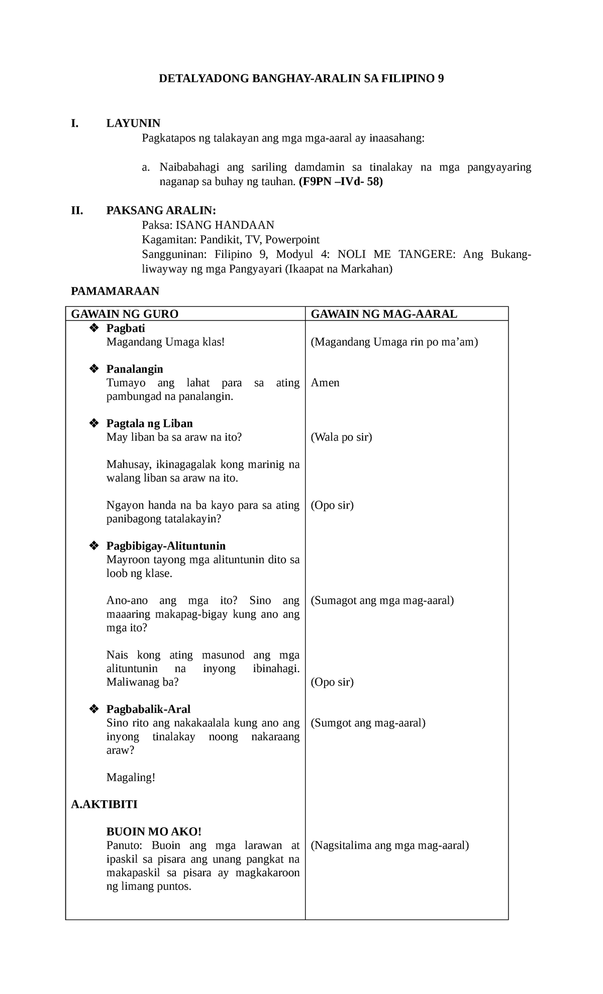 9-ang-hapunan compress - DETALYADONG BANGHAY-ARALIN SA FILIPINO 9 I ...