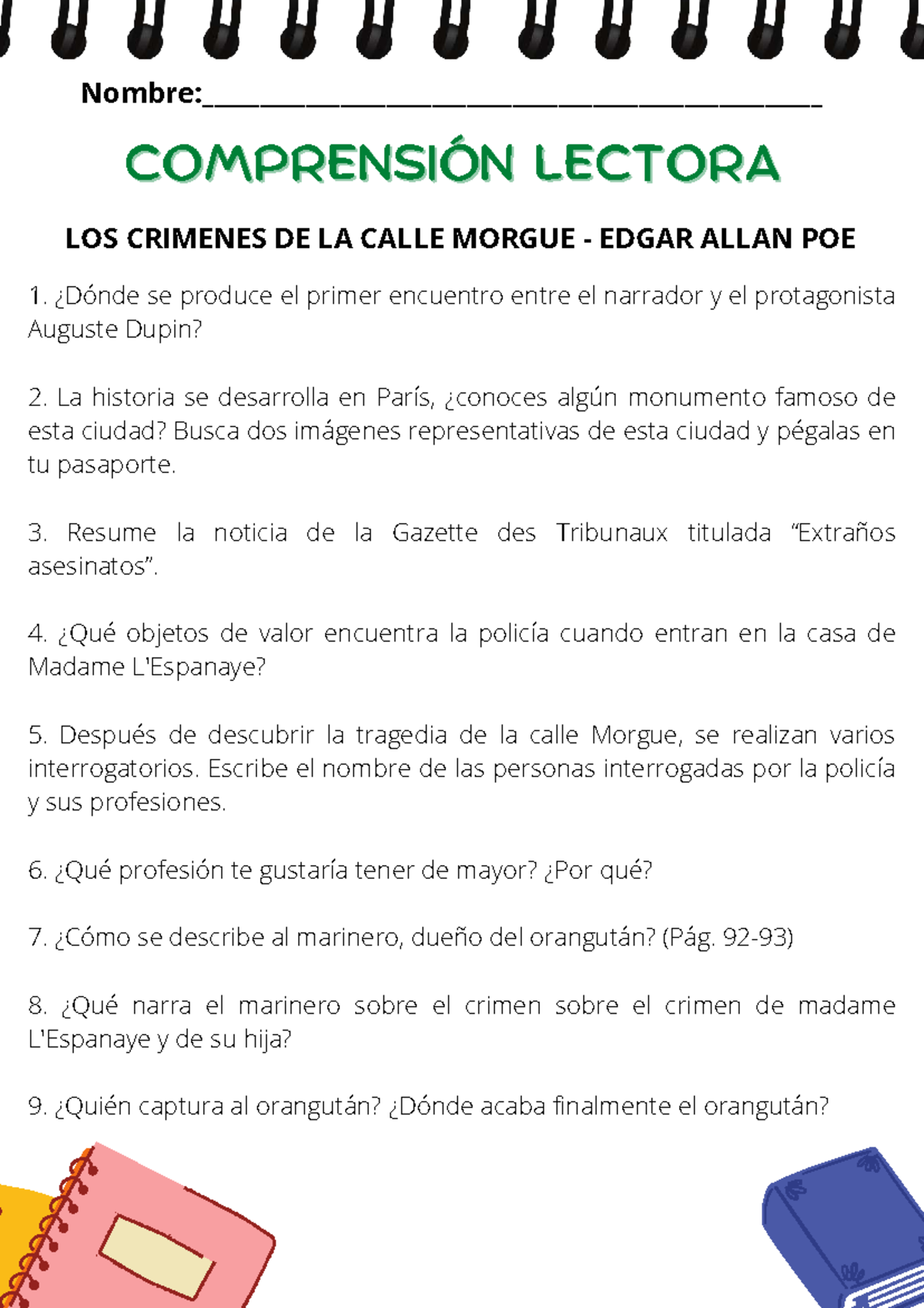 Ejercicios de Comprensión Lectora: Halloween y Obras Clásicas - Studocu