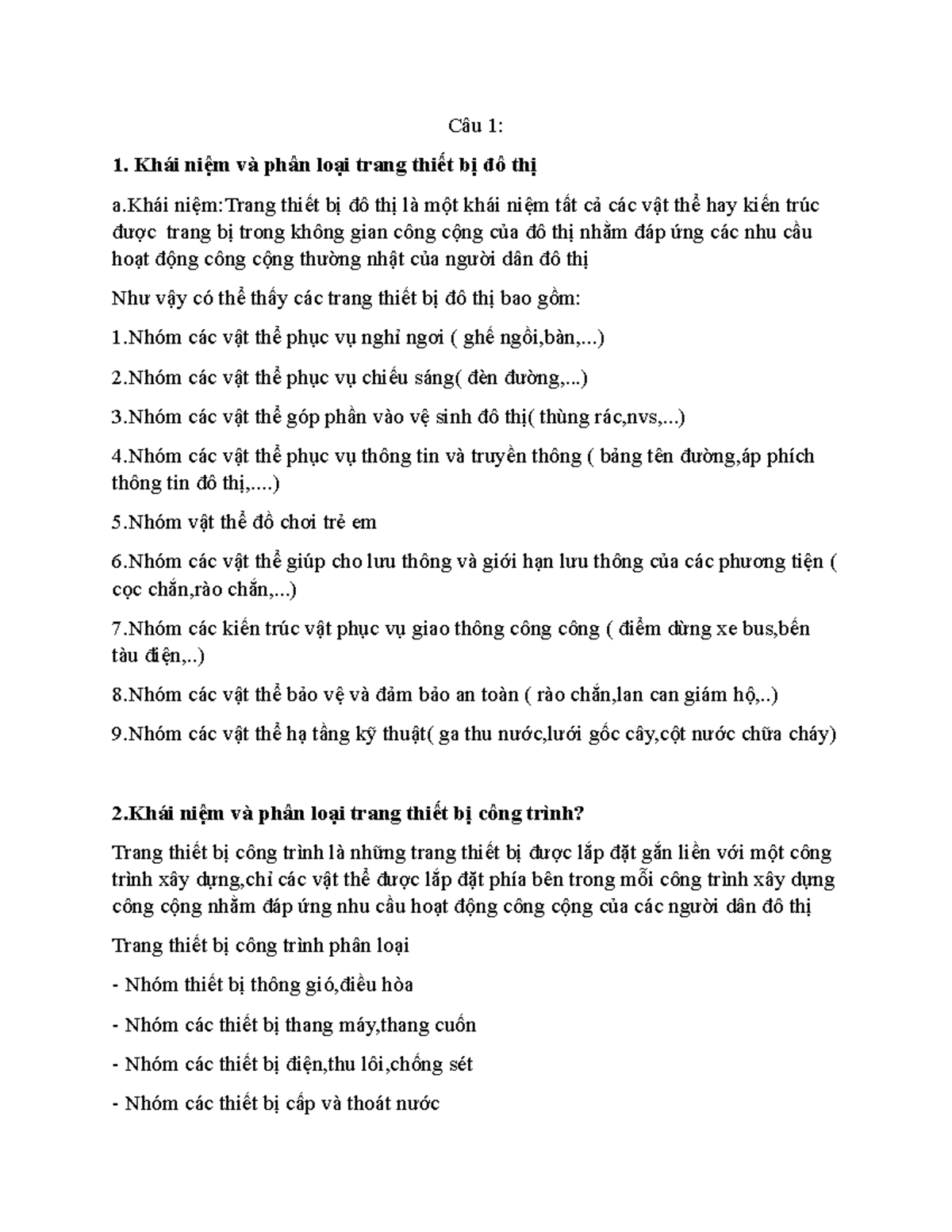 Khái niệm và Phân loại Trang Thiết Bị Đô Thị - CDM101 - Studocu