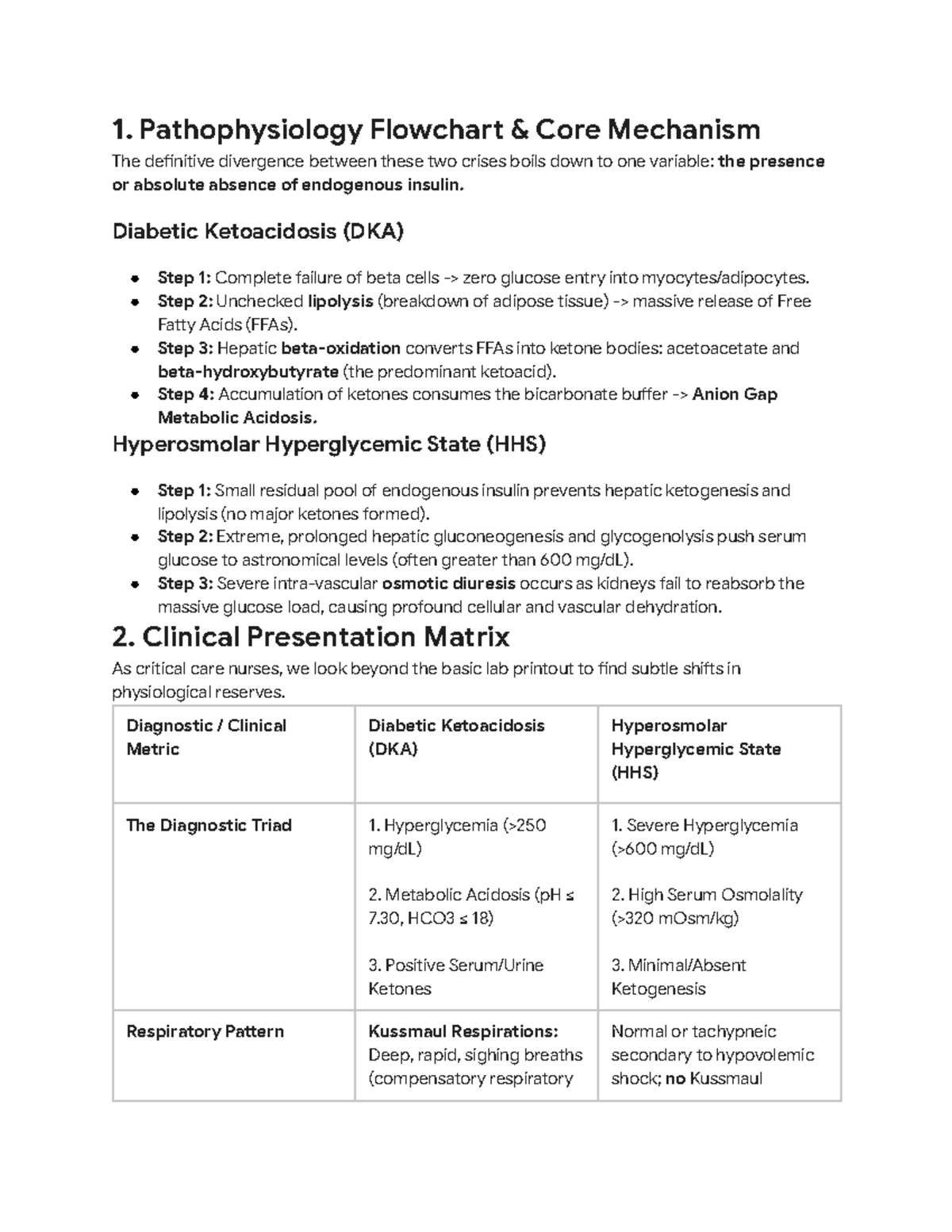 Notes 62 - DKA vs HHS: Pathophysiology and Clinical Management - Studocu