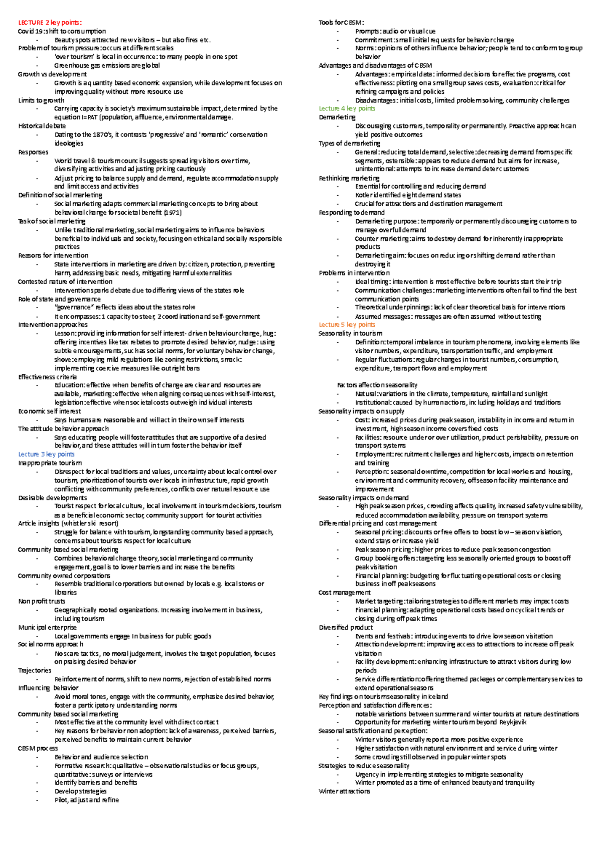Cheat Sheet - LECTURE 2 key points: Covid 19: shift to consumption ...