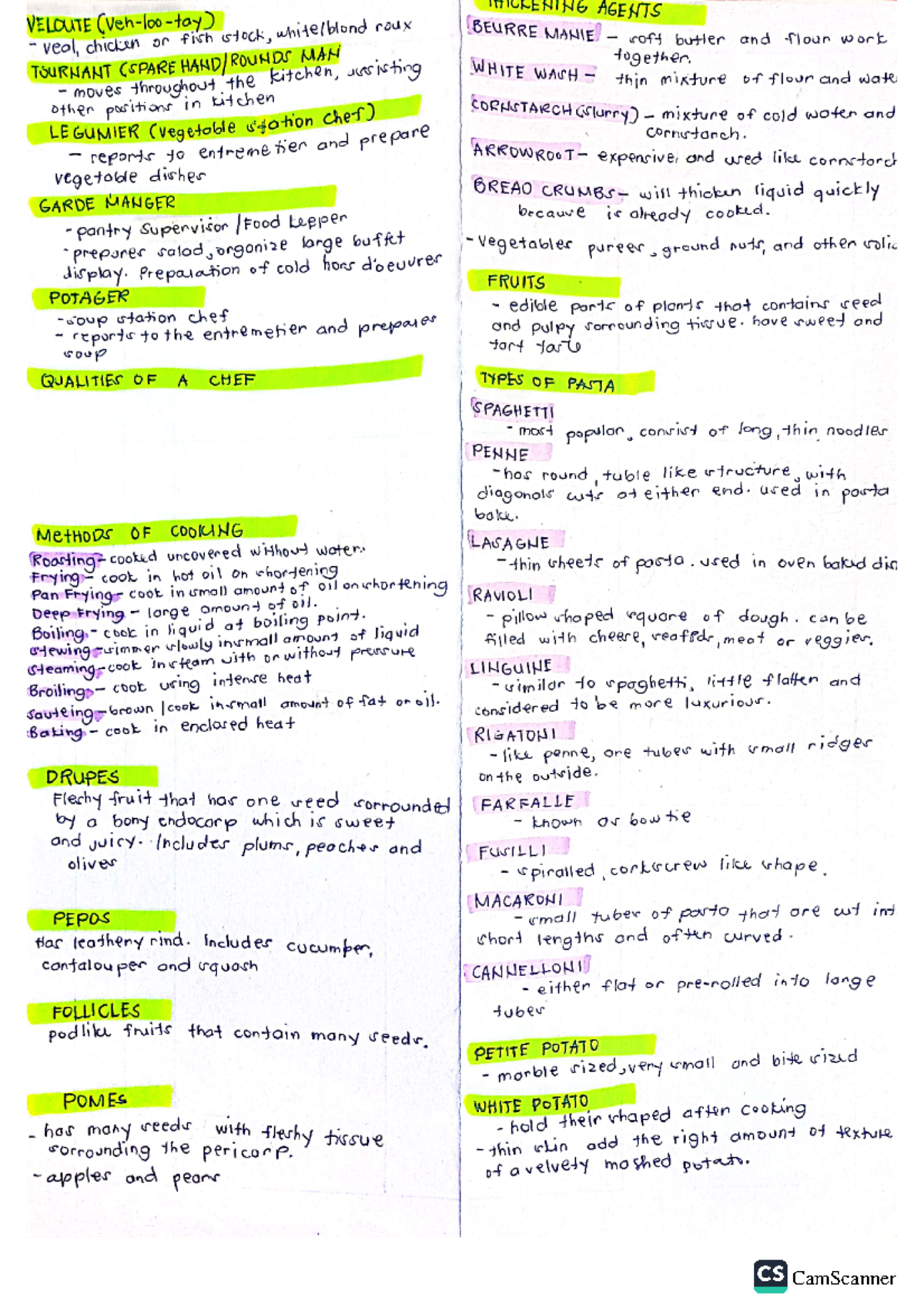 FOOD-PREP- Document Review Summary for CamScanner - Studocu