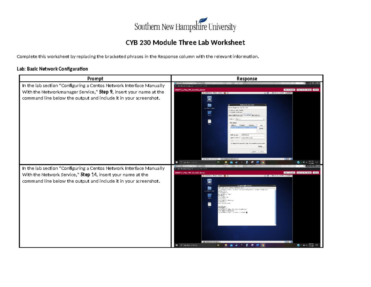 CYB 230 Project 2 Lab Worksheet - CYB 230 Module Three Lab Worksheet ...