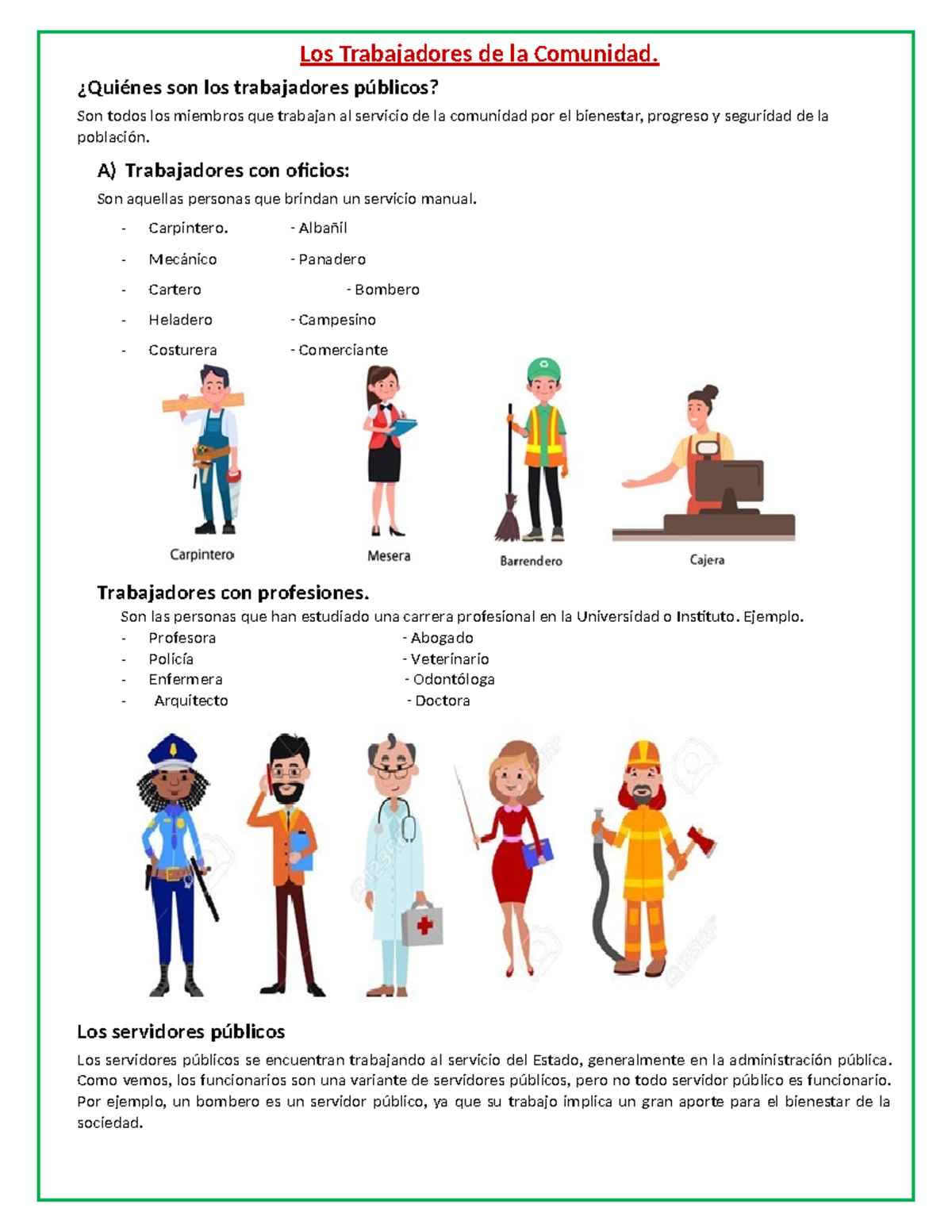 Los Trabajadores de la Comunidad: Clasificación y Funciones Sociales ...