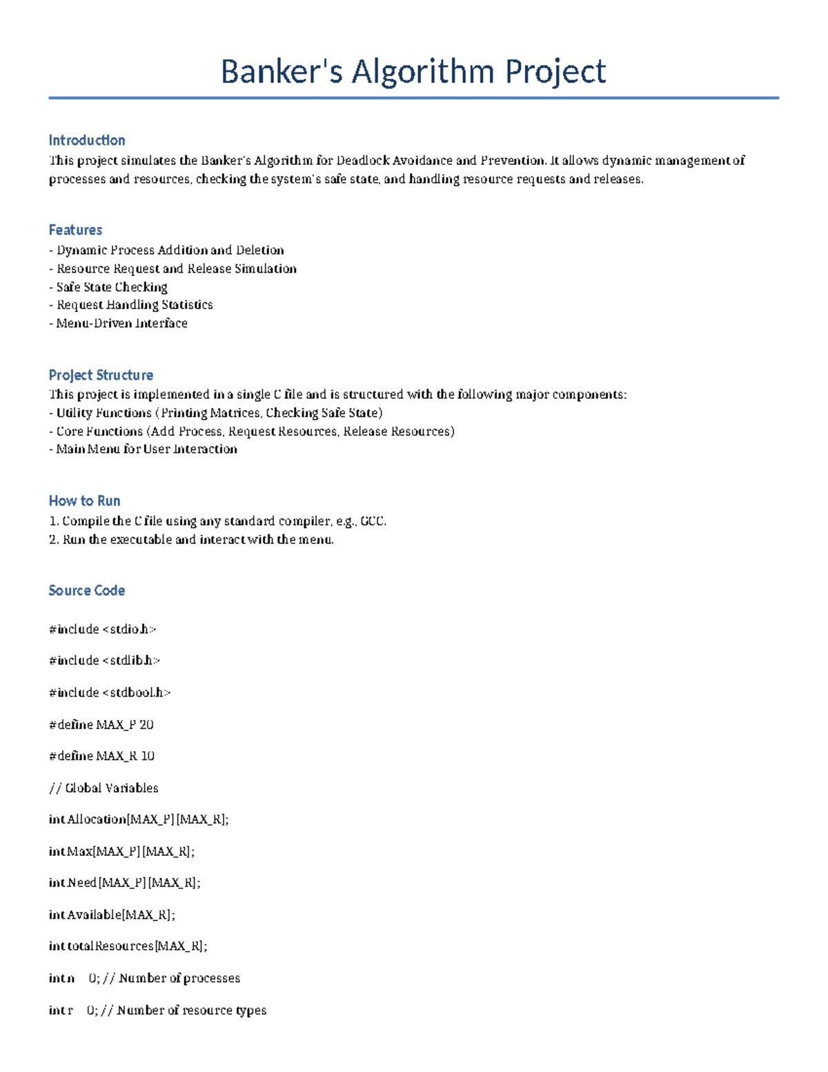 Banker's Algorithm Project: Deadlock Avoidance & Prevention Simulation ...