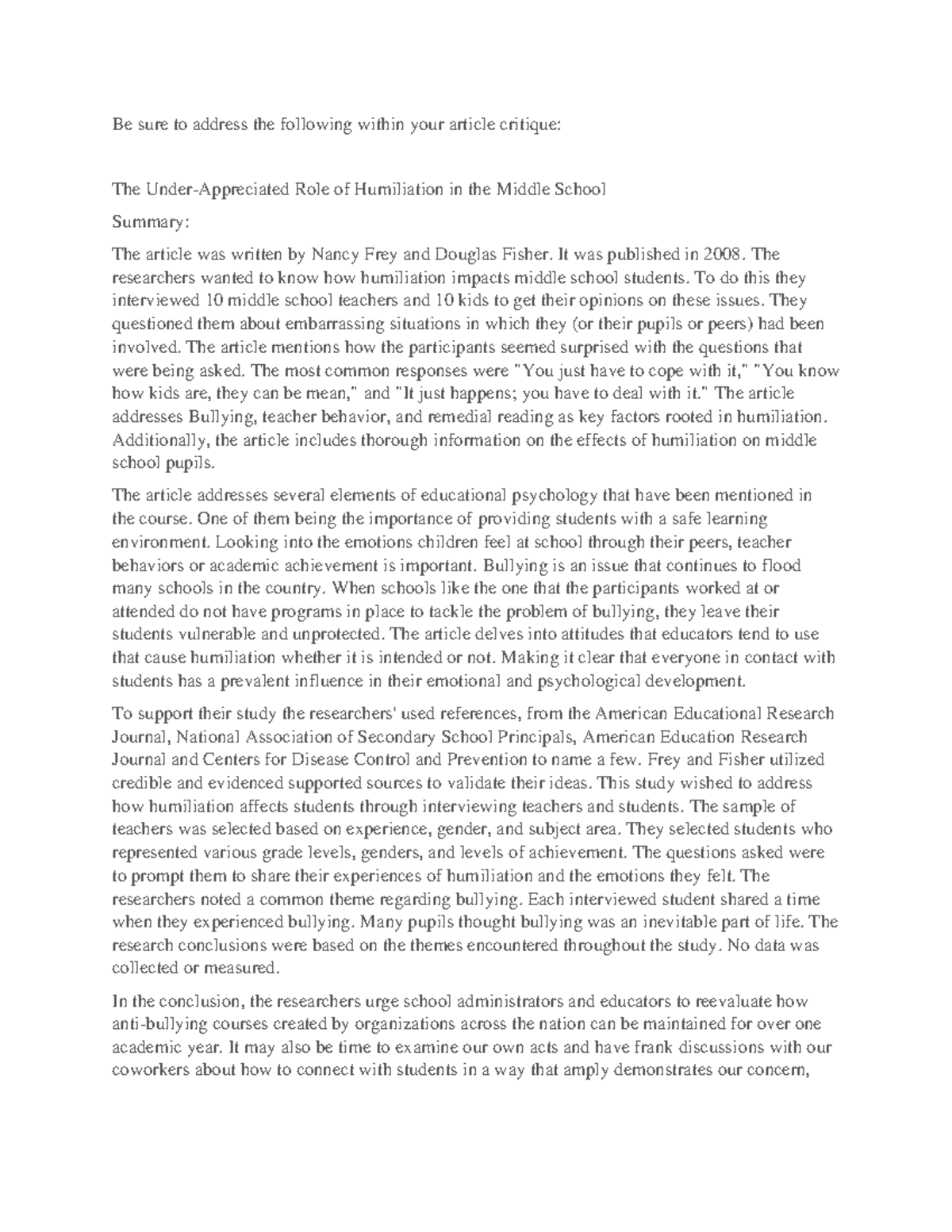 3-3 Article Critique Module Three notes - Be sure to address the ...