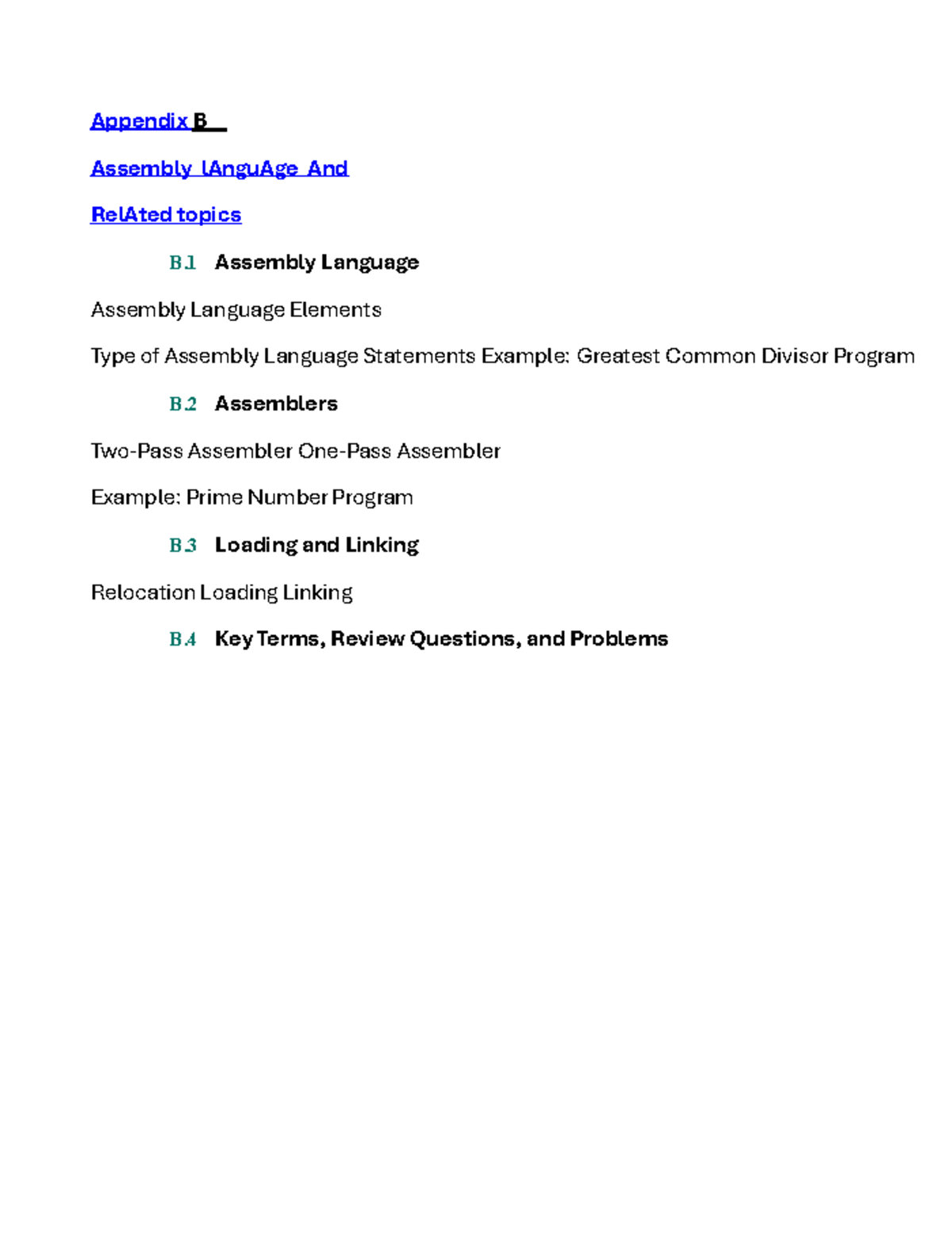 Appendix B: Assembly Language Concepts and Examples - Studocu