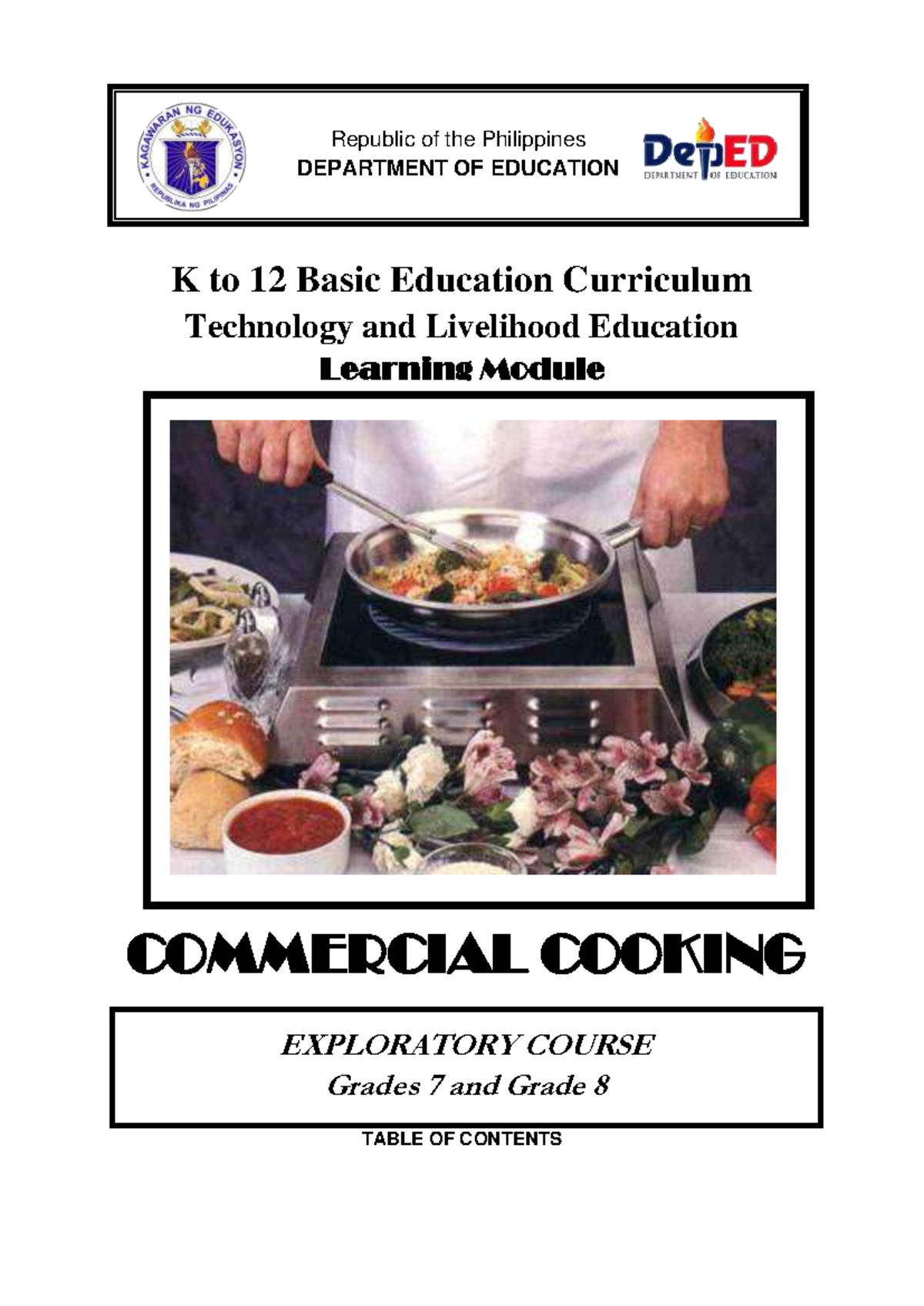 K to 12 TLE Learning Module: Intro to Commercial Cooking for Grades 7-8 ...