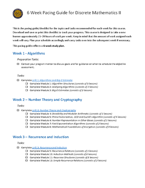 Discrete Math 2 C960 Lesson Summaries All Sections - Lesson summary Now that you have completed ...