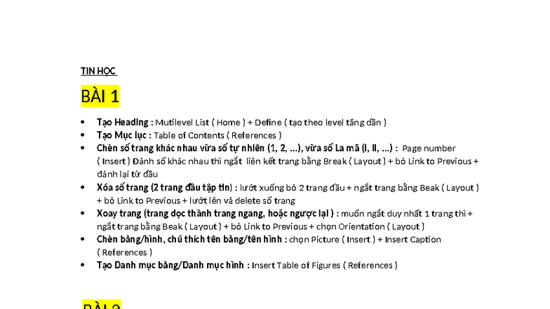TIN HỌC BÀI 1-3: Hướng Dẫn Sử Dụng Word, PowerPoint, Excel - Studocu