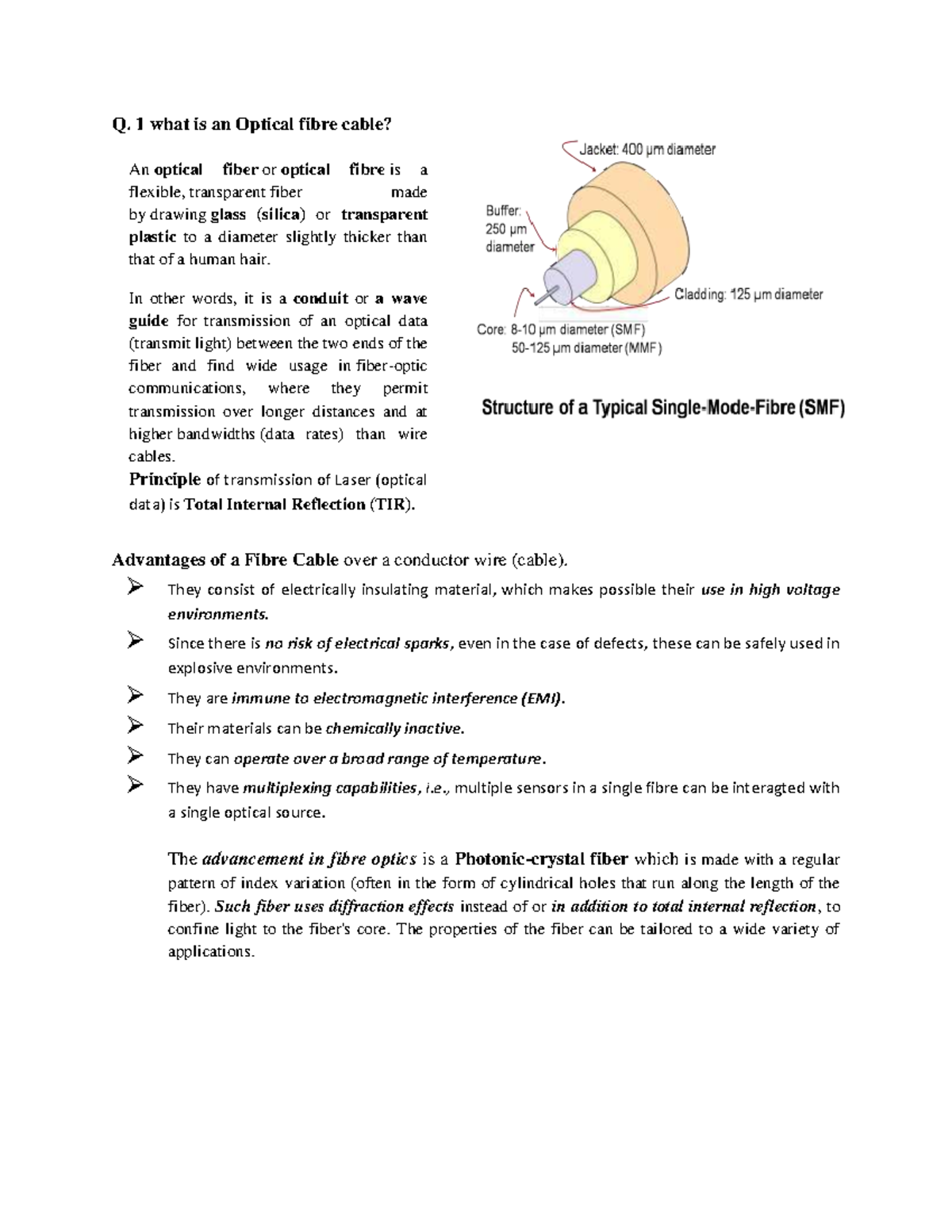 Optical Fibre Basics and Key Concepts (UNIT - 2) - Studocu