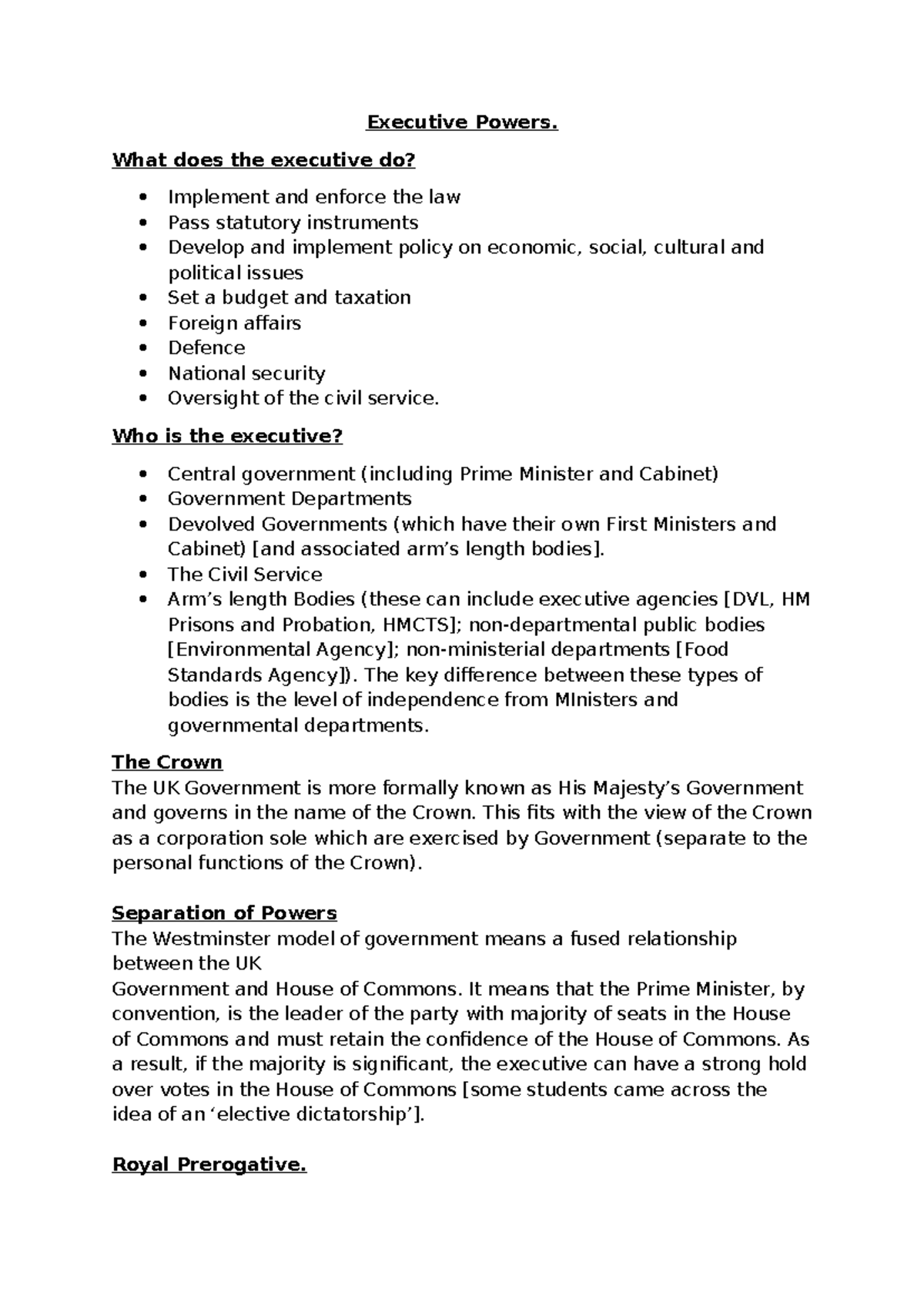 Executive Powers Tutorial Feedback: Understanding the Role of the ...