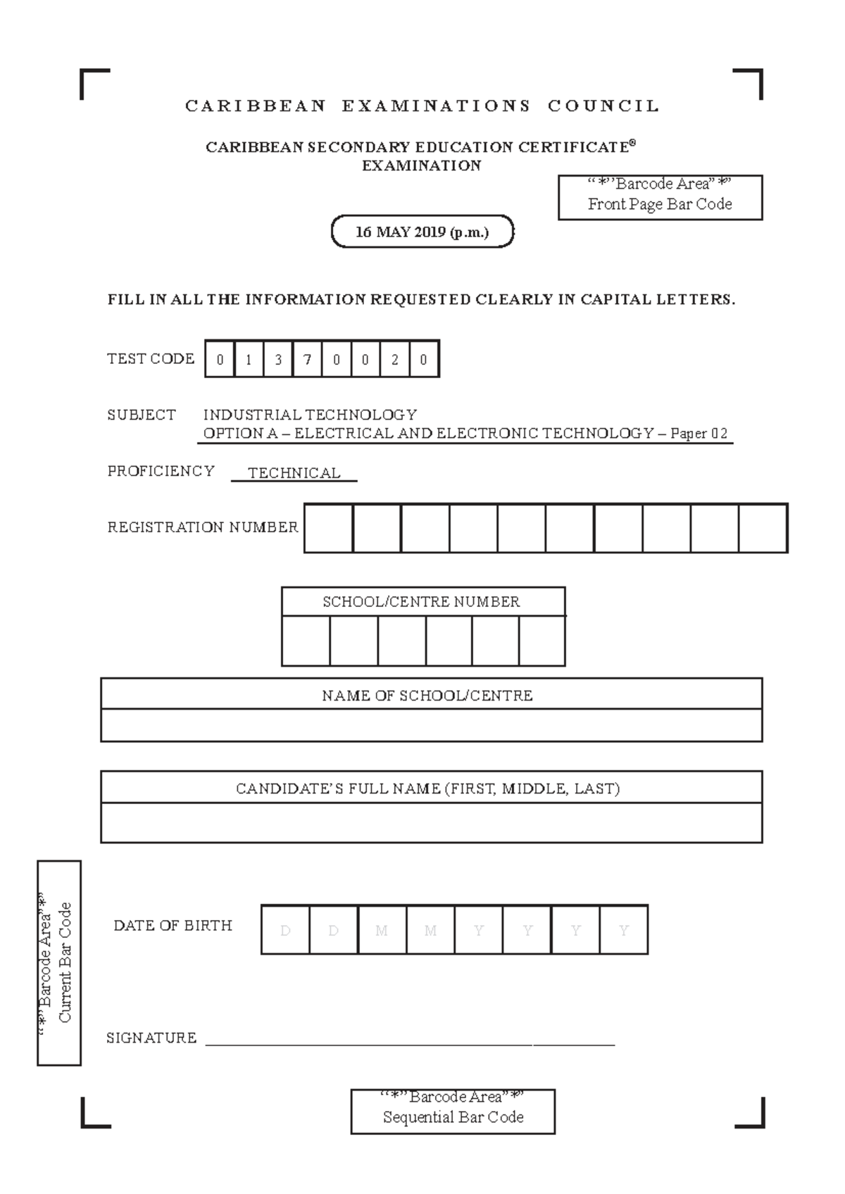 2019 EET P2 - Industrial Technology Exam Practice Paper - Studocu