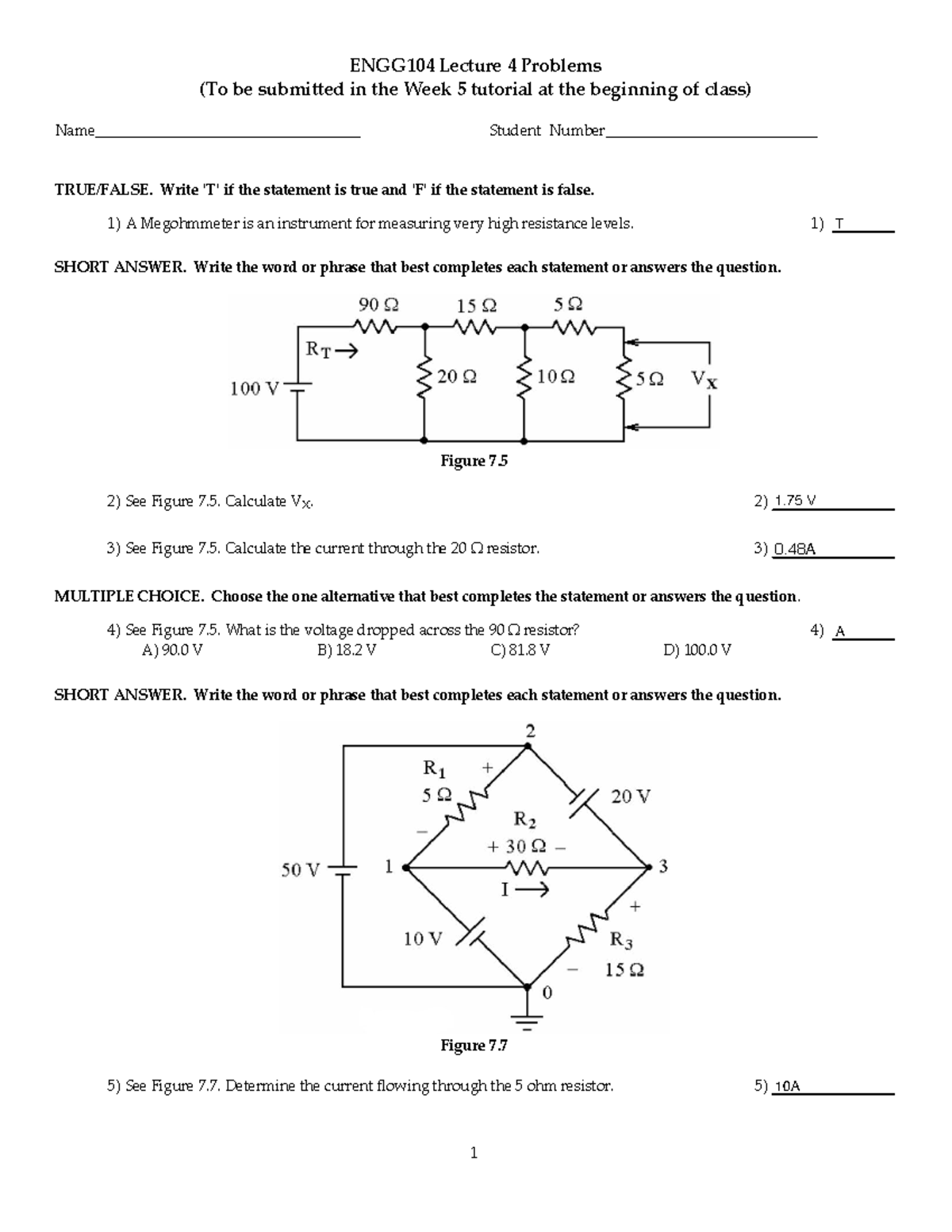 ENGG104 Lecture 4 Problem Solutions for Week 5 Tutorial - Studocu