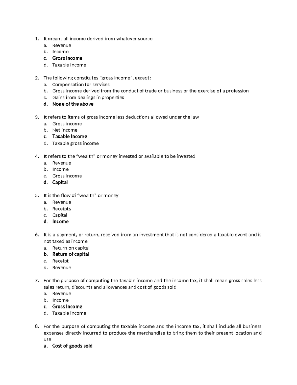 Quiz No 2: Income Tax Concepts - Chapter 3 & 4 (621319933) - Studocu