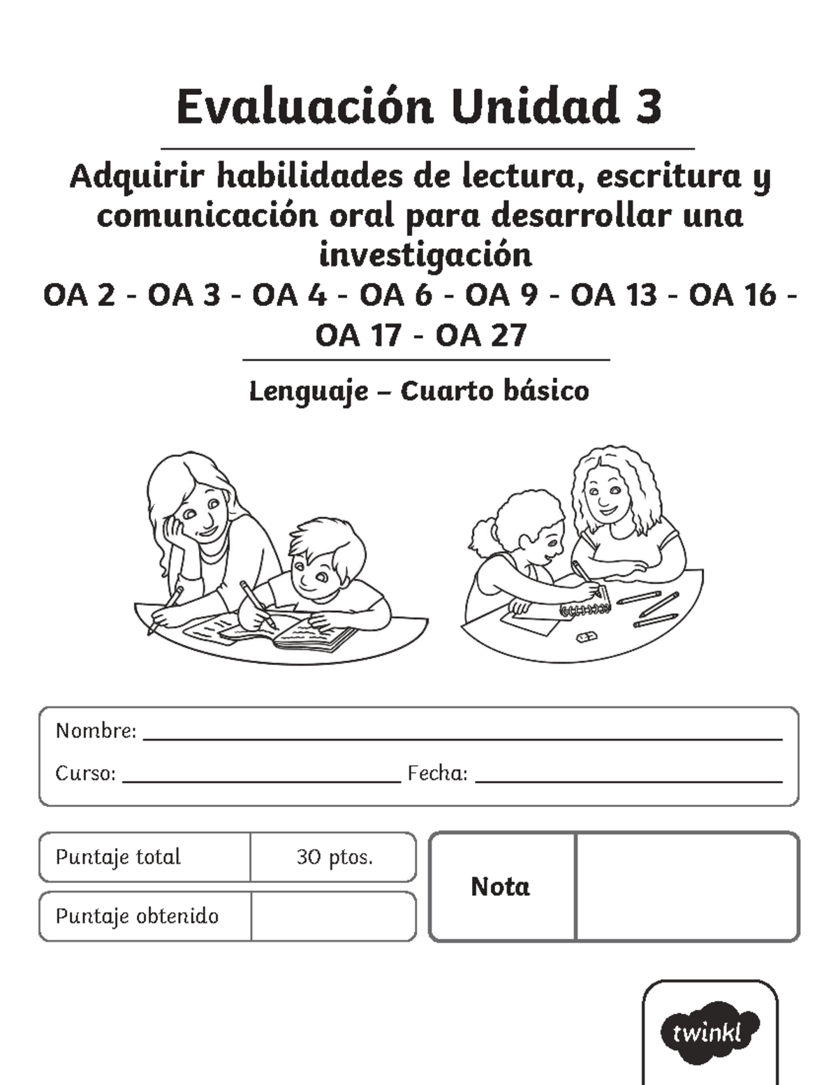 Evaluación Unidad 3 Lenguaje Cuarto Básico: Habilidades de Lectura y ...