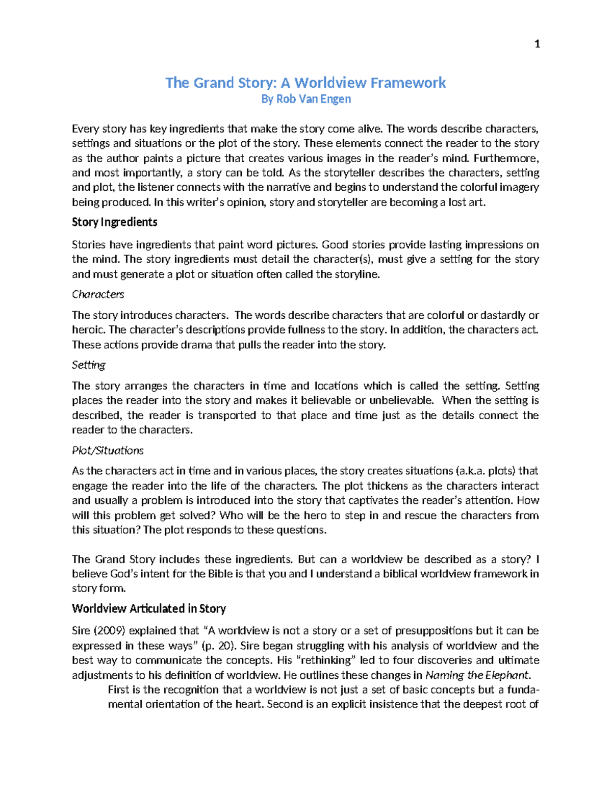 The Grand Story: A Biblical Worldview Framework (Creation, Fall ...