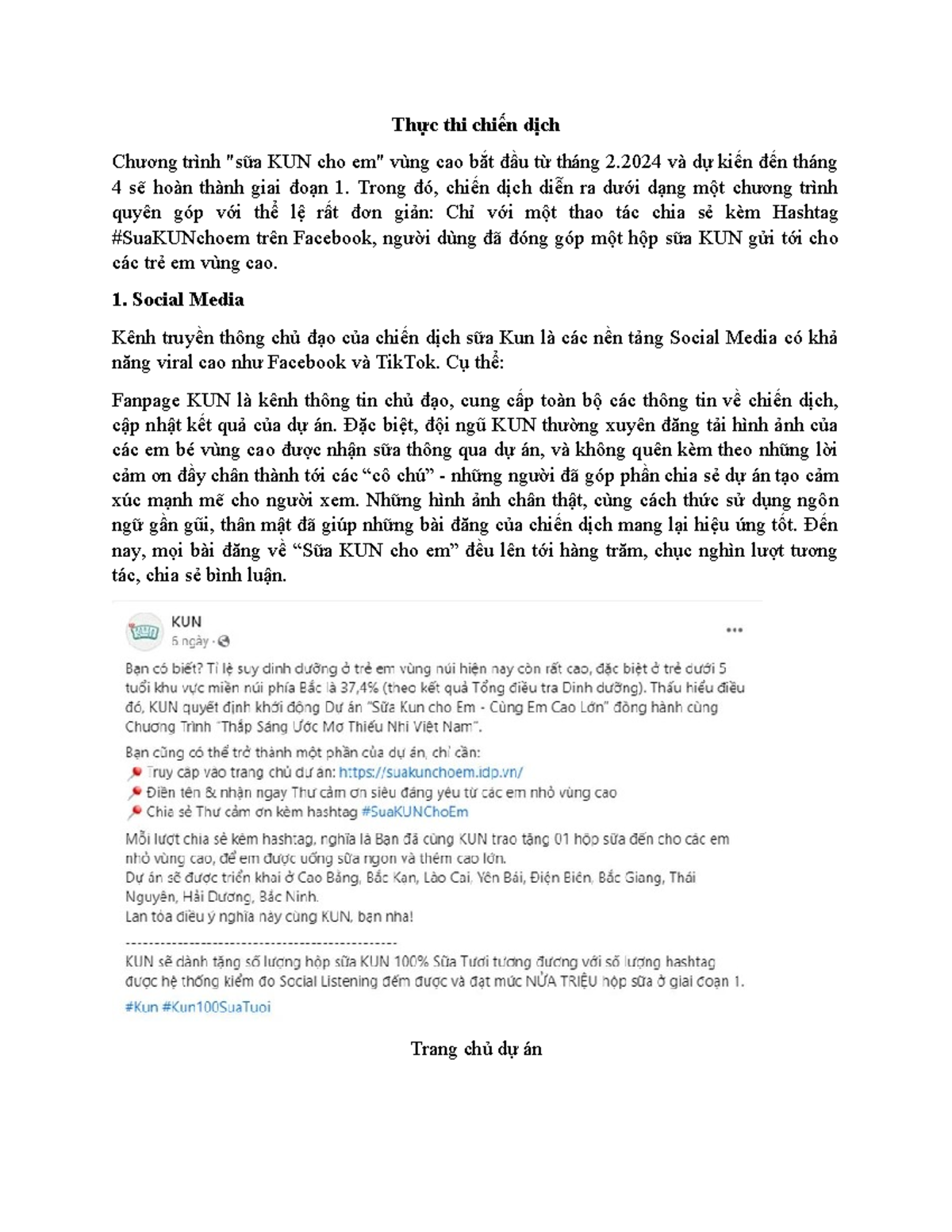 Thực thi chiến dịch - marketing - Thực thi chiến dịch Chương trình "sữa ...