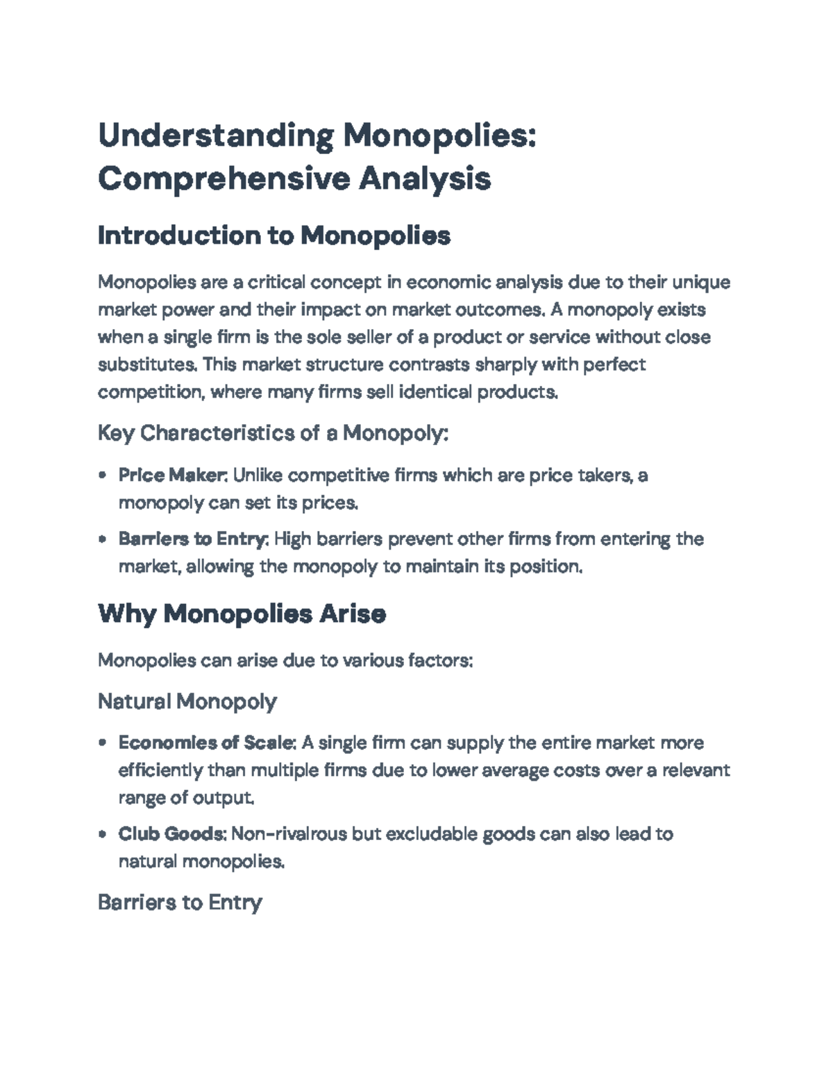 Comprehensive Analysis of Monopolies: Economic Impacts and Policies ...