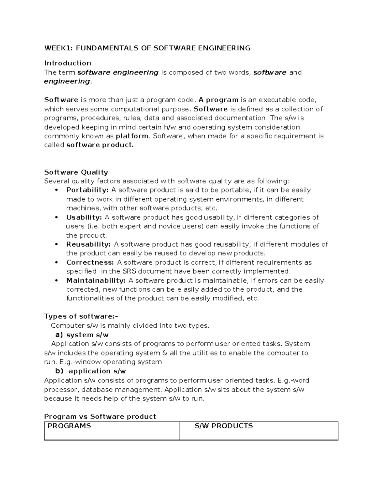 WEEK 1: Fundamentals of Software Engineering - Dip Course Overview ...