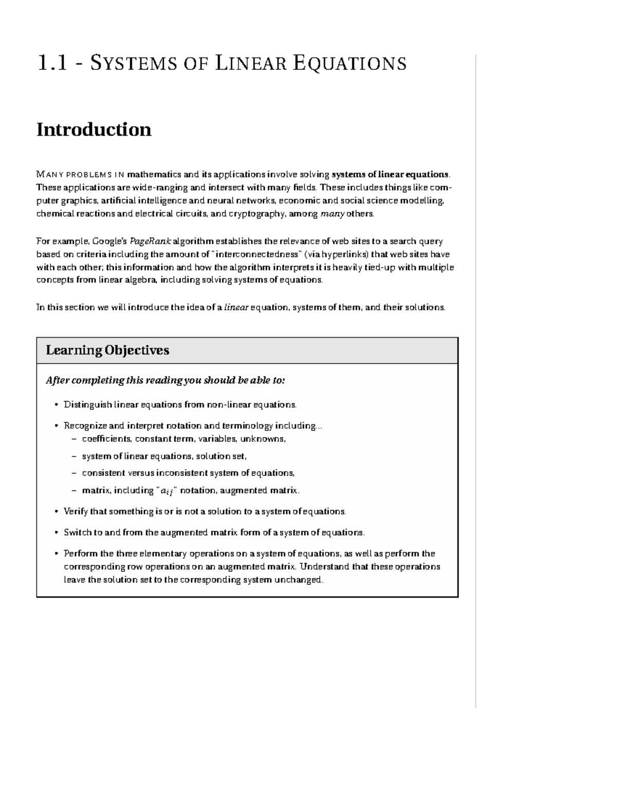 Mat223 1.1 - Systems of Linear Equations: Introduction and Exercises ...