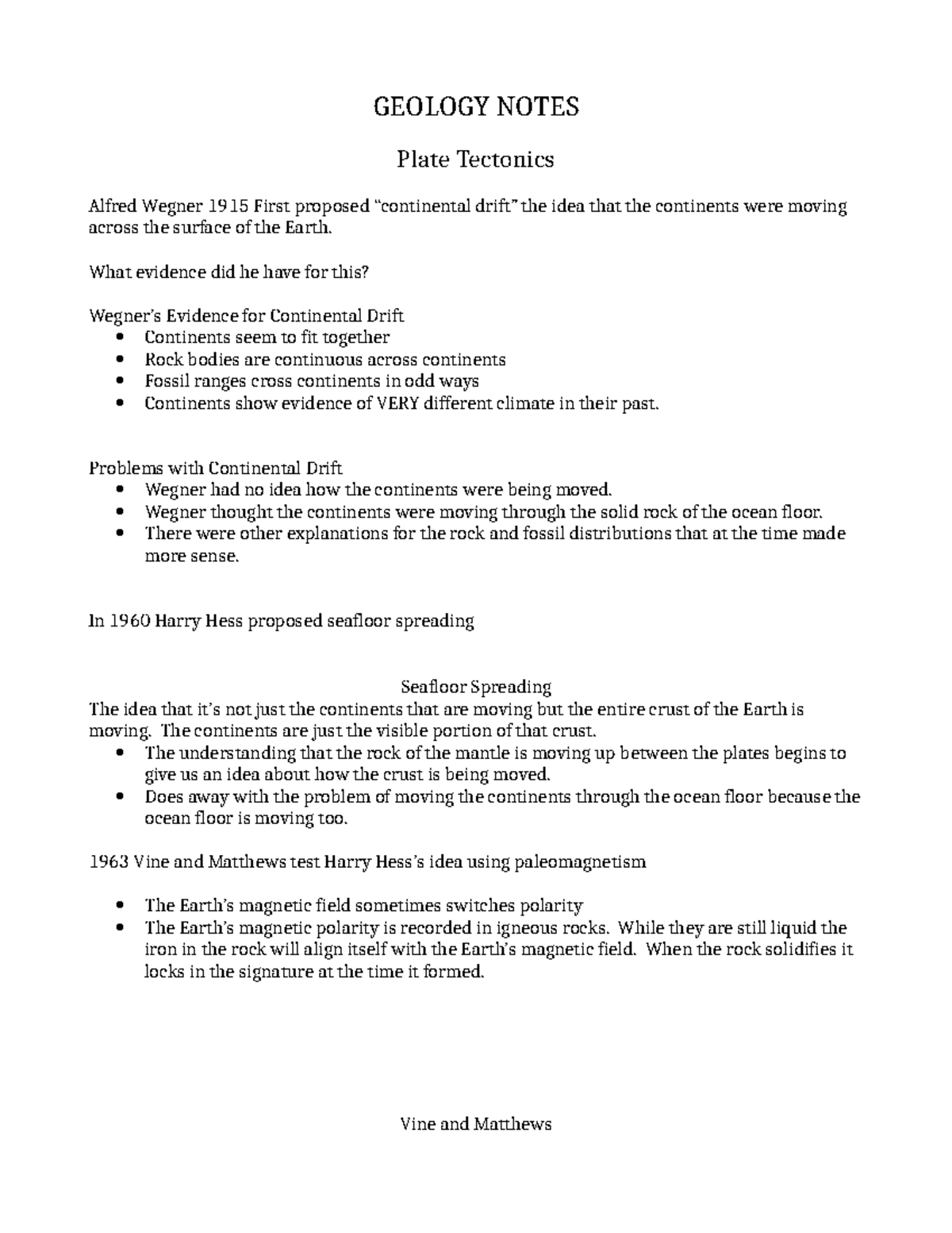 GEOLOGY 101: Plate Tectonics, Rocks, and Earthquakes Overview Notes ...