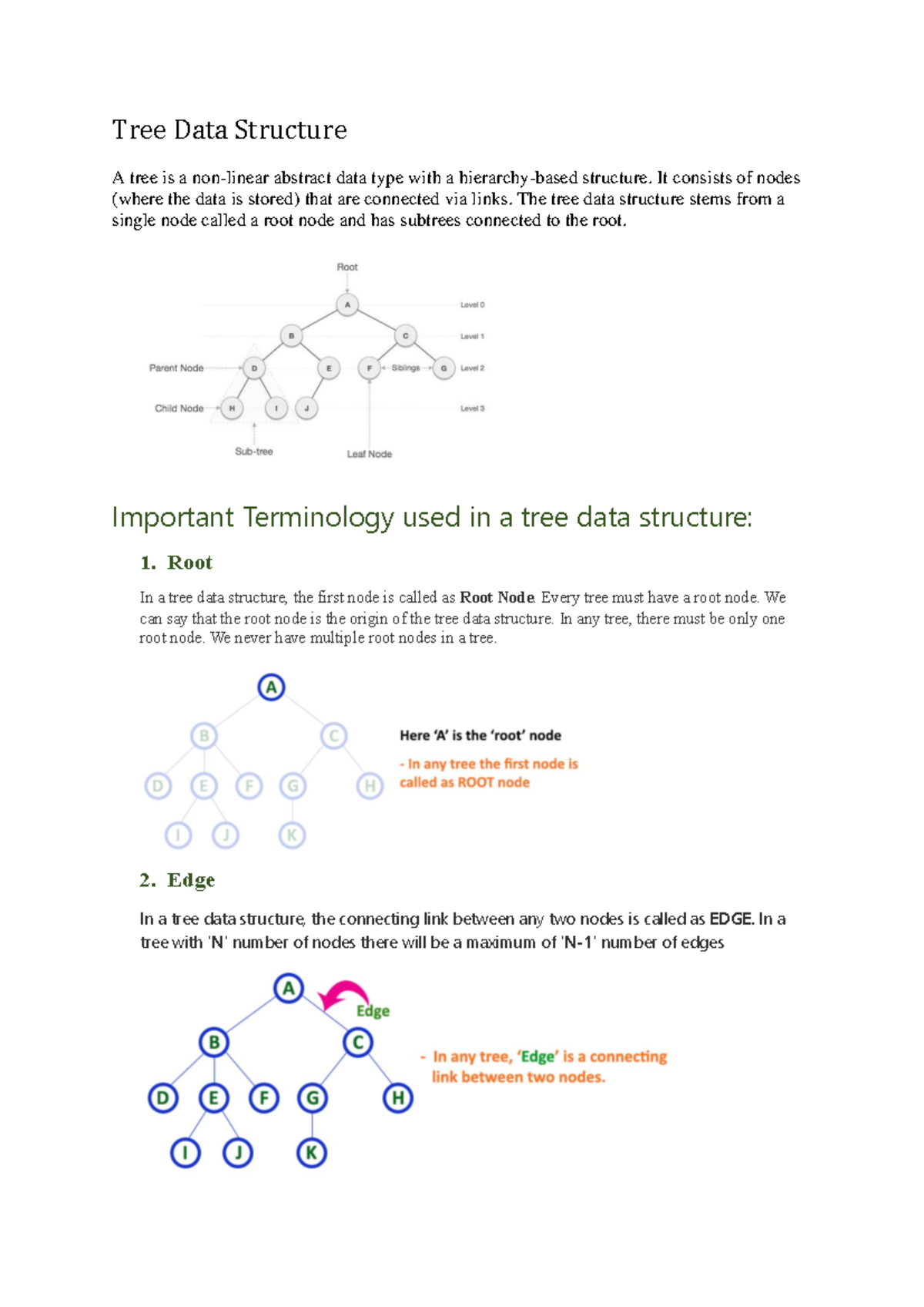 Tree Data Structure Notes: Key Concepts and Operations - Studocu