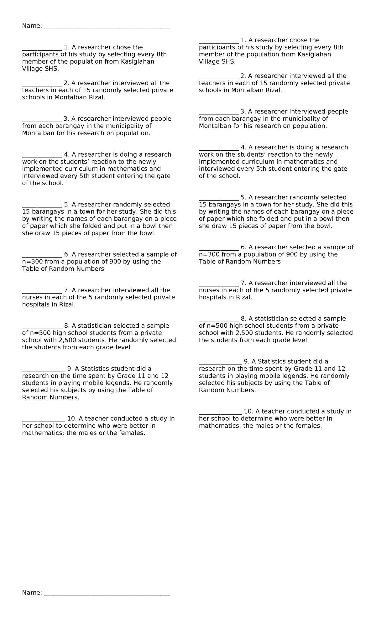 Assessment - COT 2 - Research Methodologies and Sampling Techniques ...