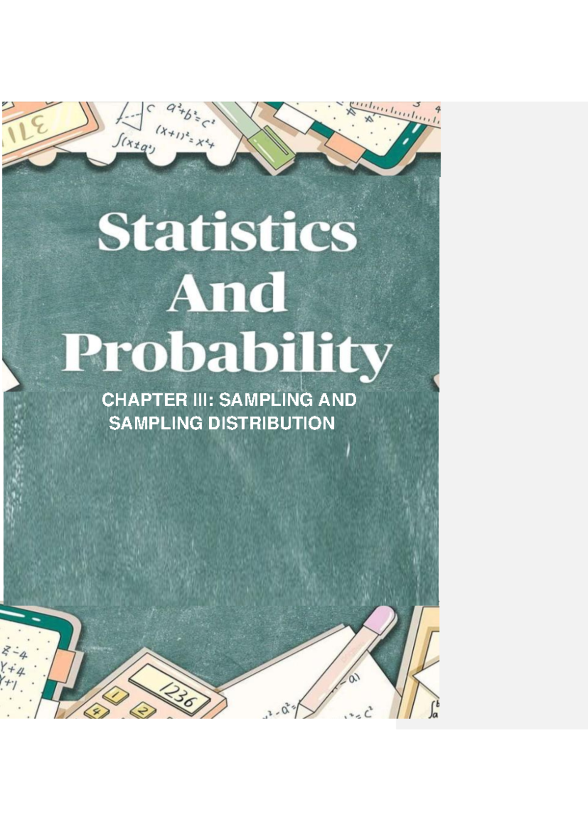 Chapter III Sampling and Sampling Distribution - CHAPTER III: SAMPLING ...
