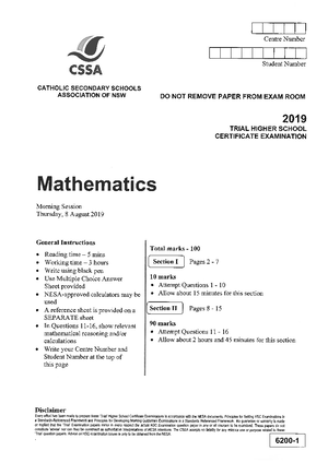 CSSA 2U 2024 Solutions - Trial Papers - 2024 TRIAL HIGHER SCHOOL CERTIFICATE EXAMINATION CSSA ...