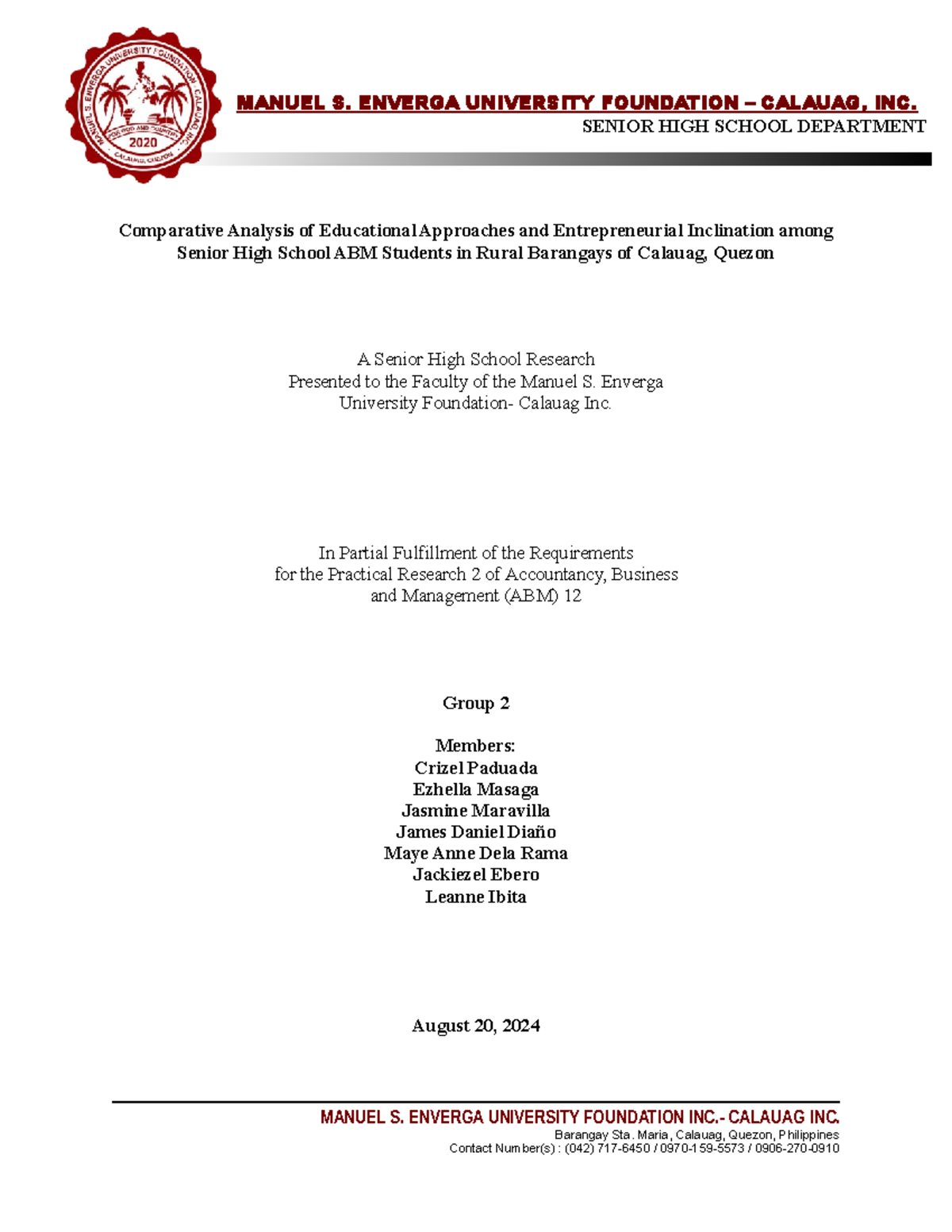PR2 Title- Defense 2 - pr2 - SENIOR HIGH SCHOOL DEPARTMENT Comparative ...