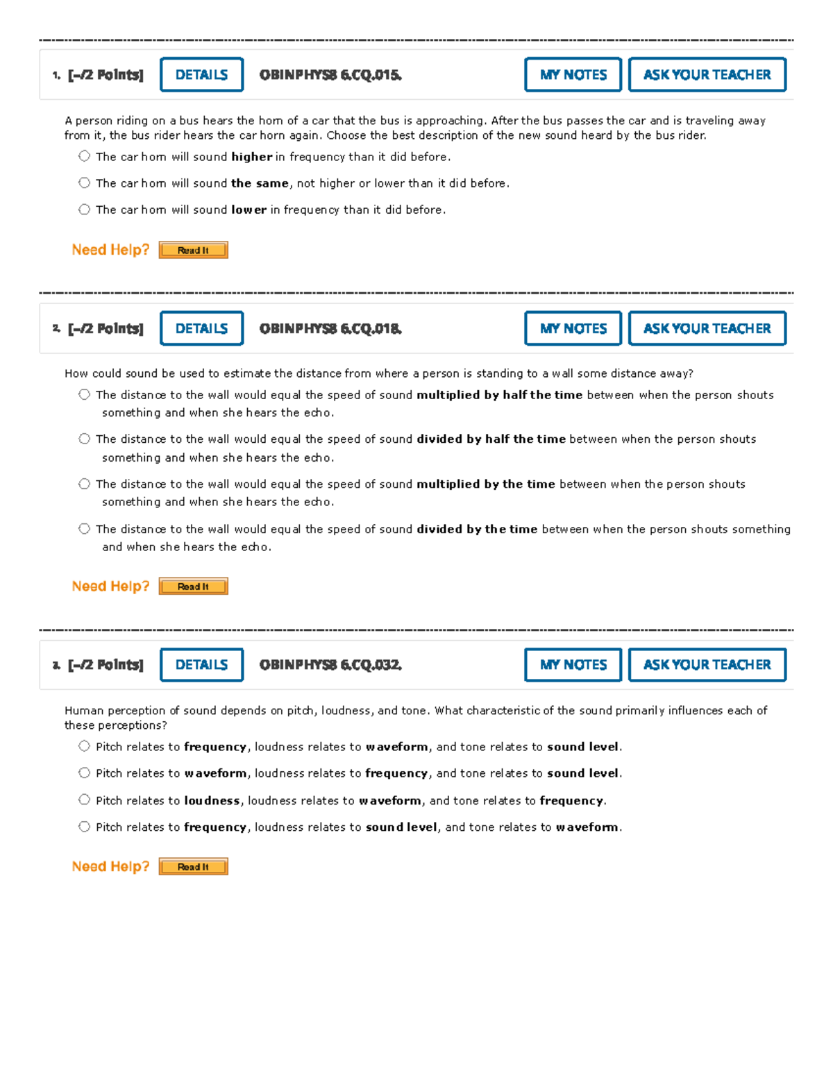 Waves and Sound Homework - PHYS 101 (B Term) Fall 2023, Section B11 ...
